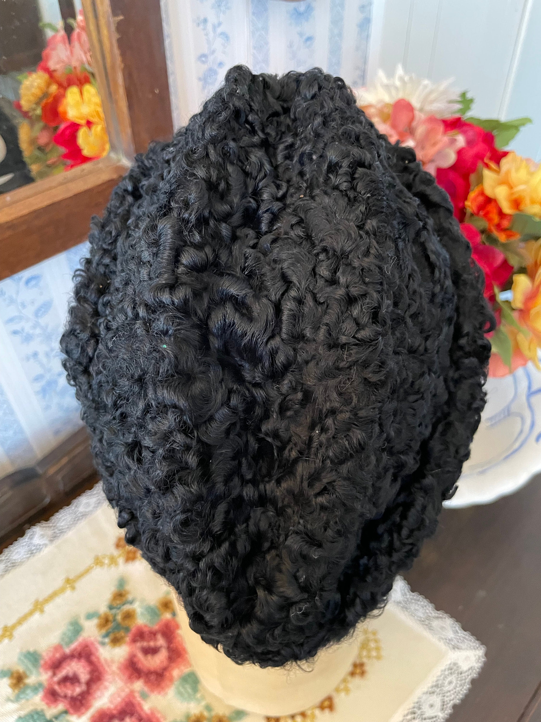 Vintage Fur Hat, Persian Lamb Winter Hat, Fez B796, Black Persian Lamb ...