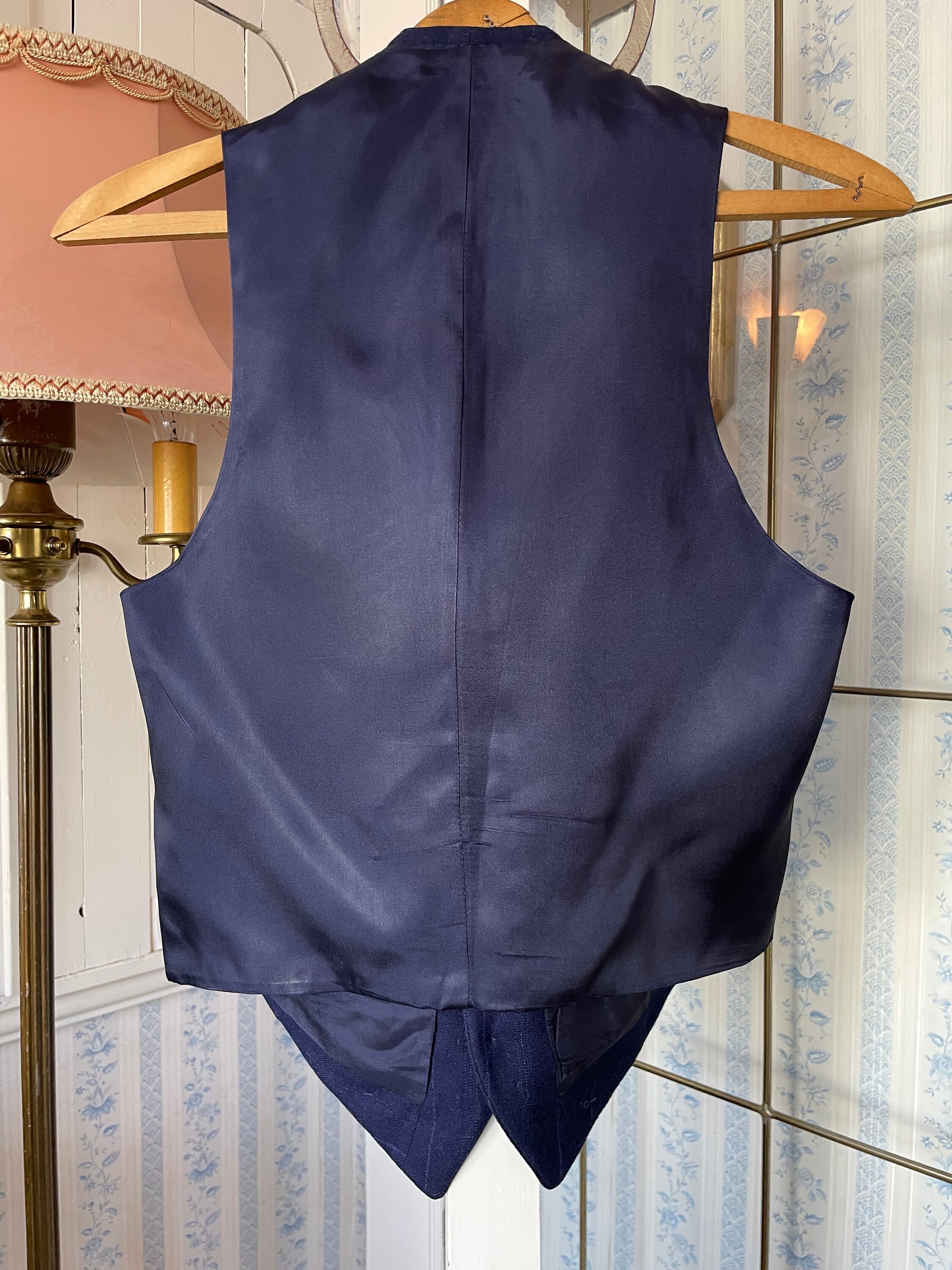 Vintage Blue Vest, Navy Blue Waistcoat B935, Navy Blue Wool Blend Vest ...