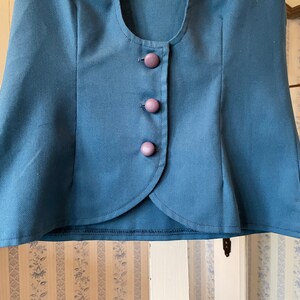 Vintage Blue Western Vest, Blue Fitted Waistcoat (C216), Medium Blue ...