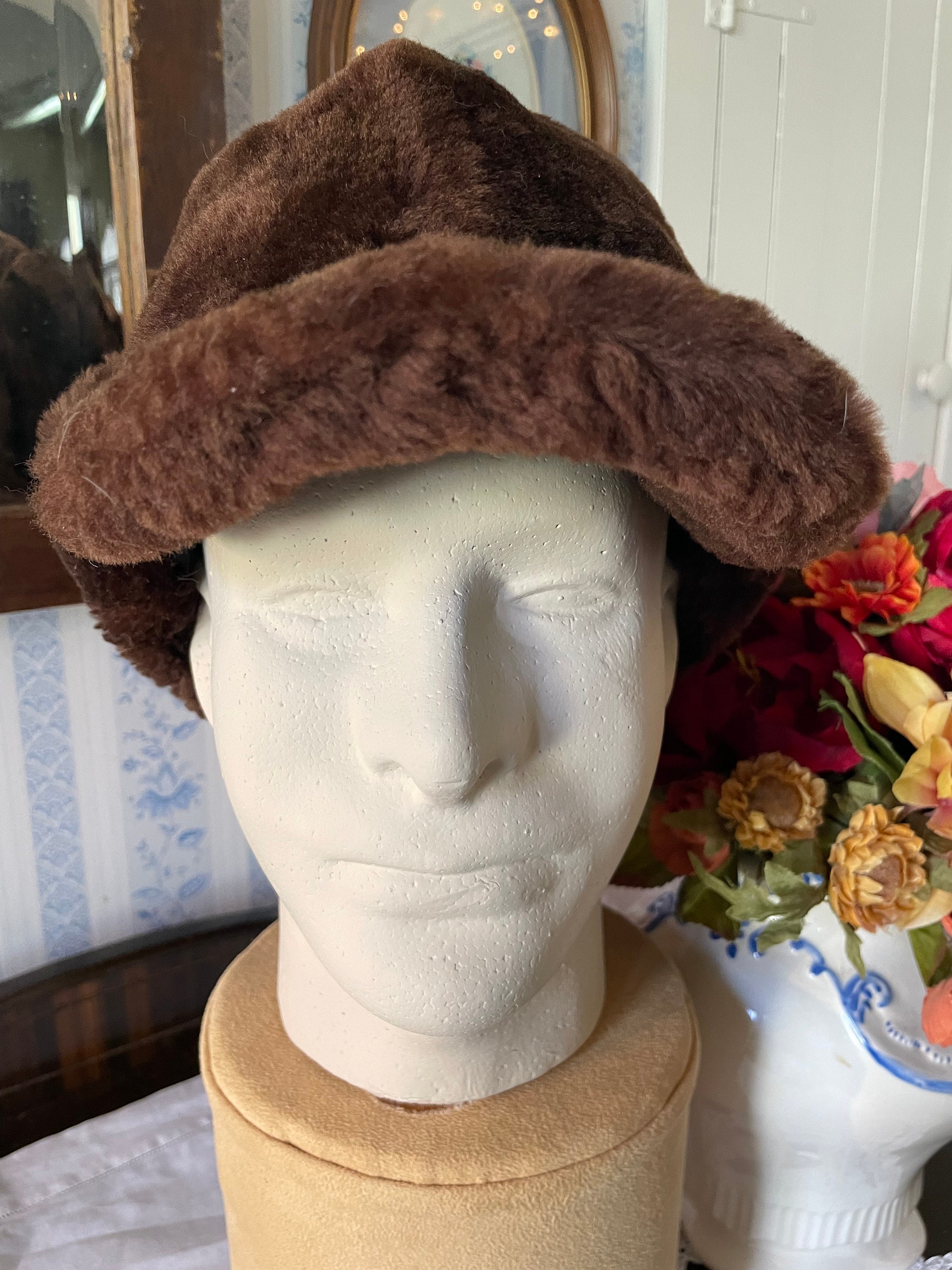 Vintage Fur Hat Brown Mouton Trapper Hat Cap B623 Medium - Etsy