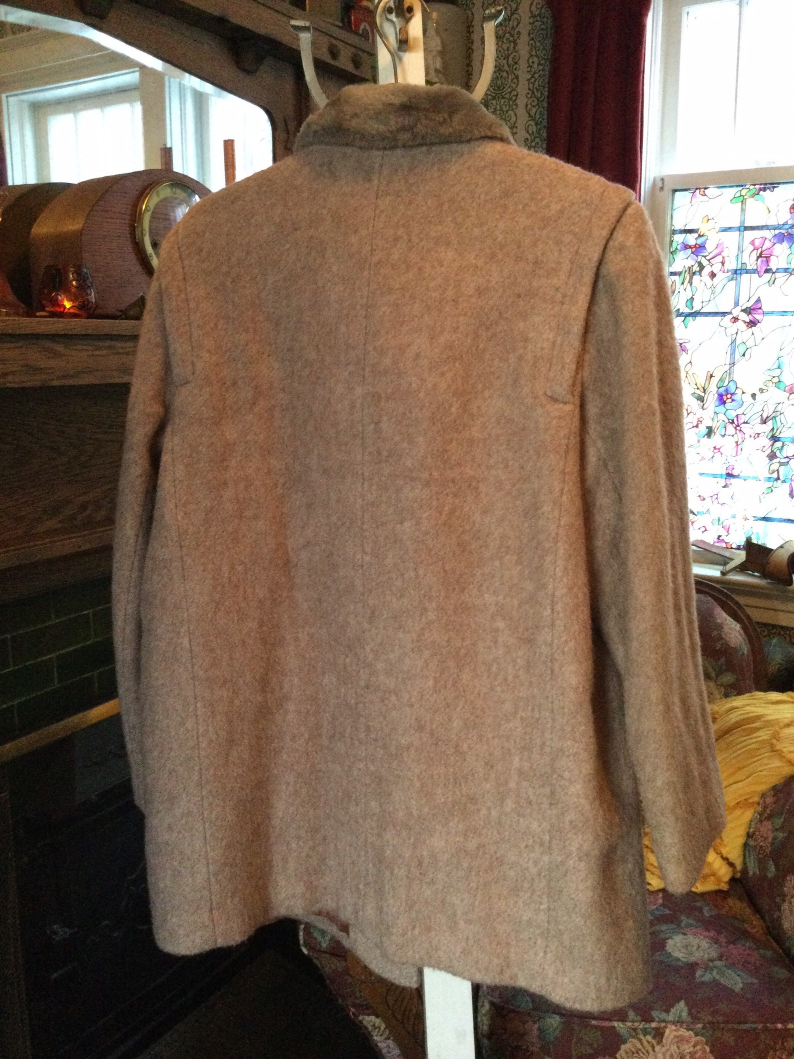 Vintage Short Neutral, Beige Wool Jacket, Coat (A931) With Faux Fur ...
