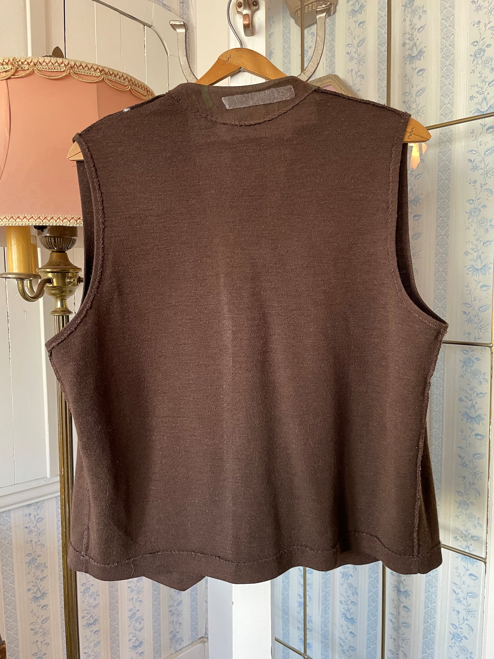 Vintage Brown Vest, Brown Knit Waistcoat B915, Dark Brown Wool Blend ...