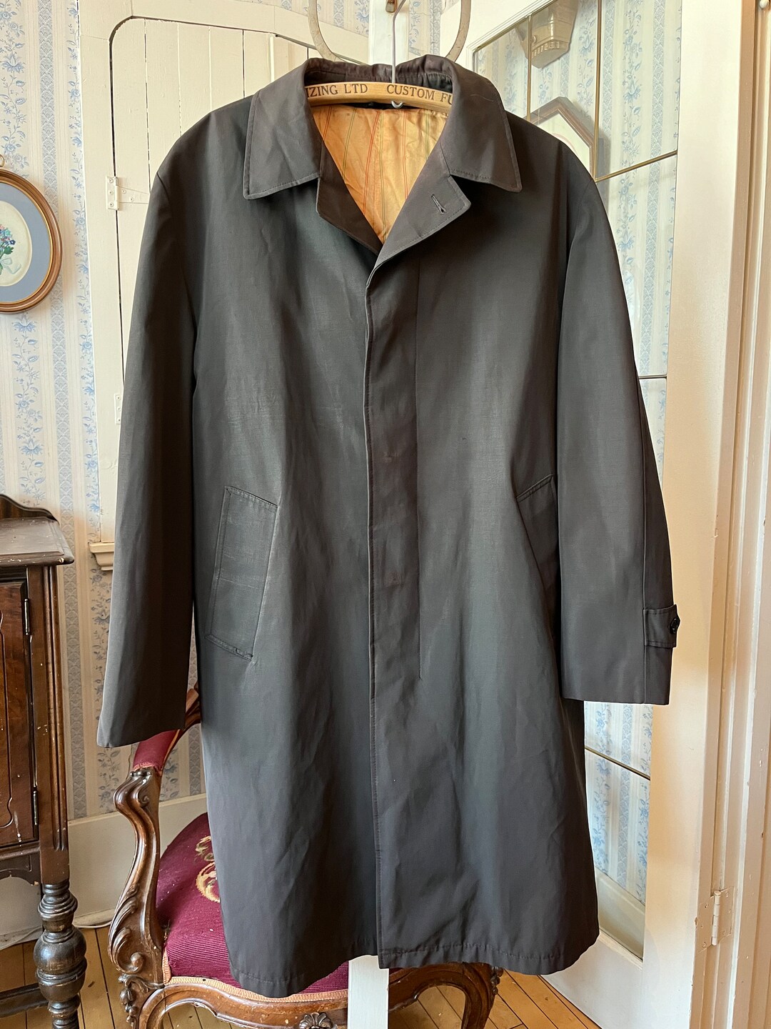 Vintage Black Raincoat, Black Overcoat (C466), Classic Black Raincoat ...