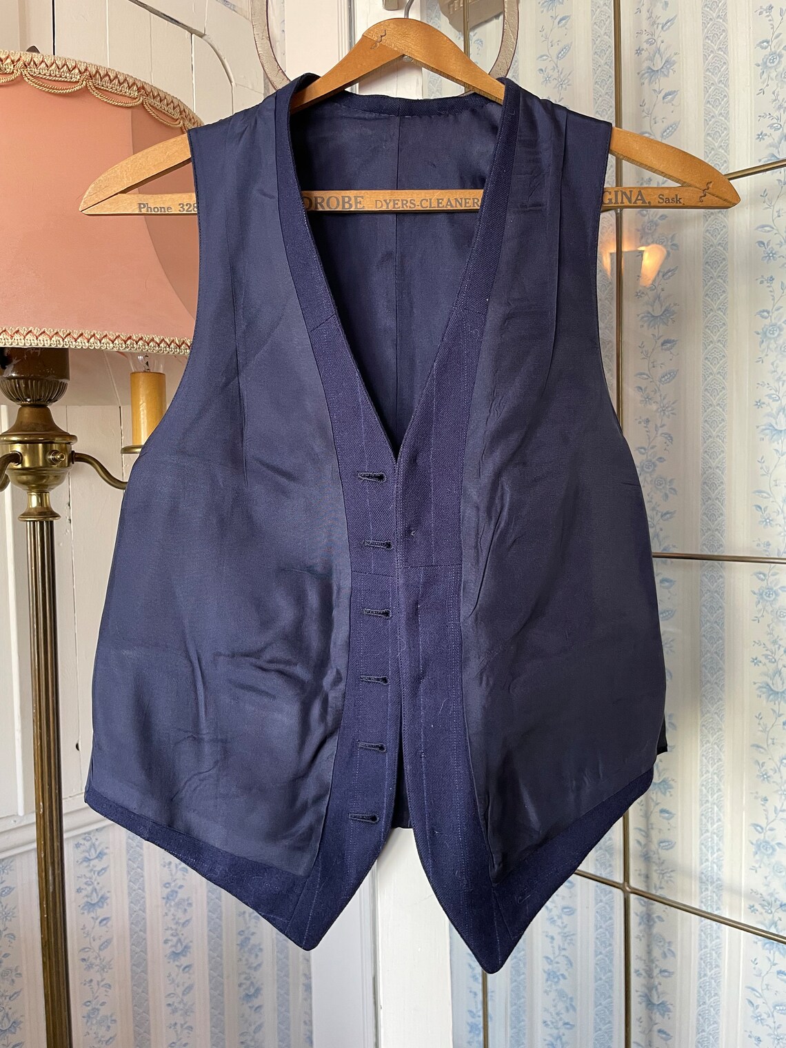 Vintage Blue Vest, Navy Blue Waistcoat B935, Navy Blue Wool Blend Vest ...