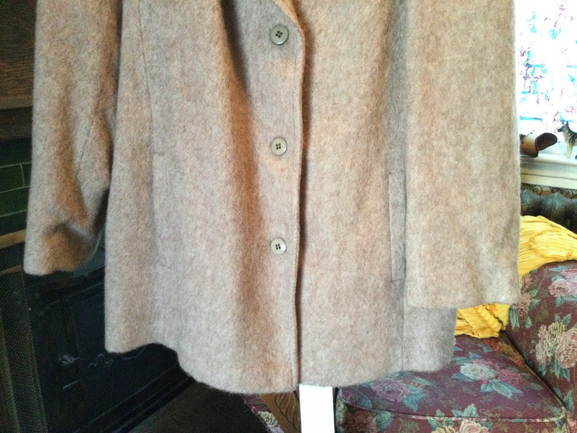 Vintage Short Neutral, Beige Wool Jacket, Coat (A931) With Faux Fur ...