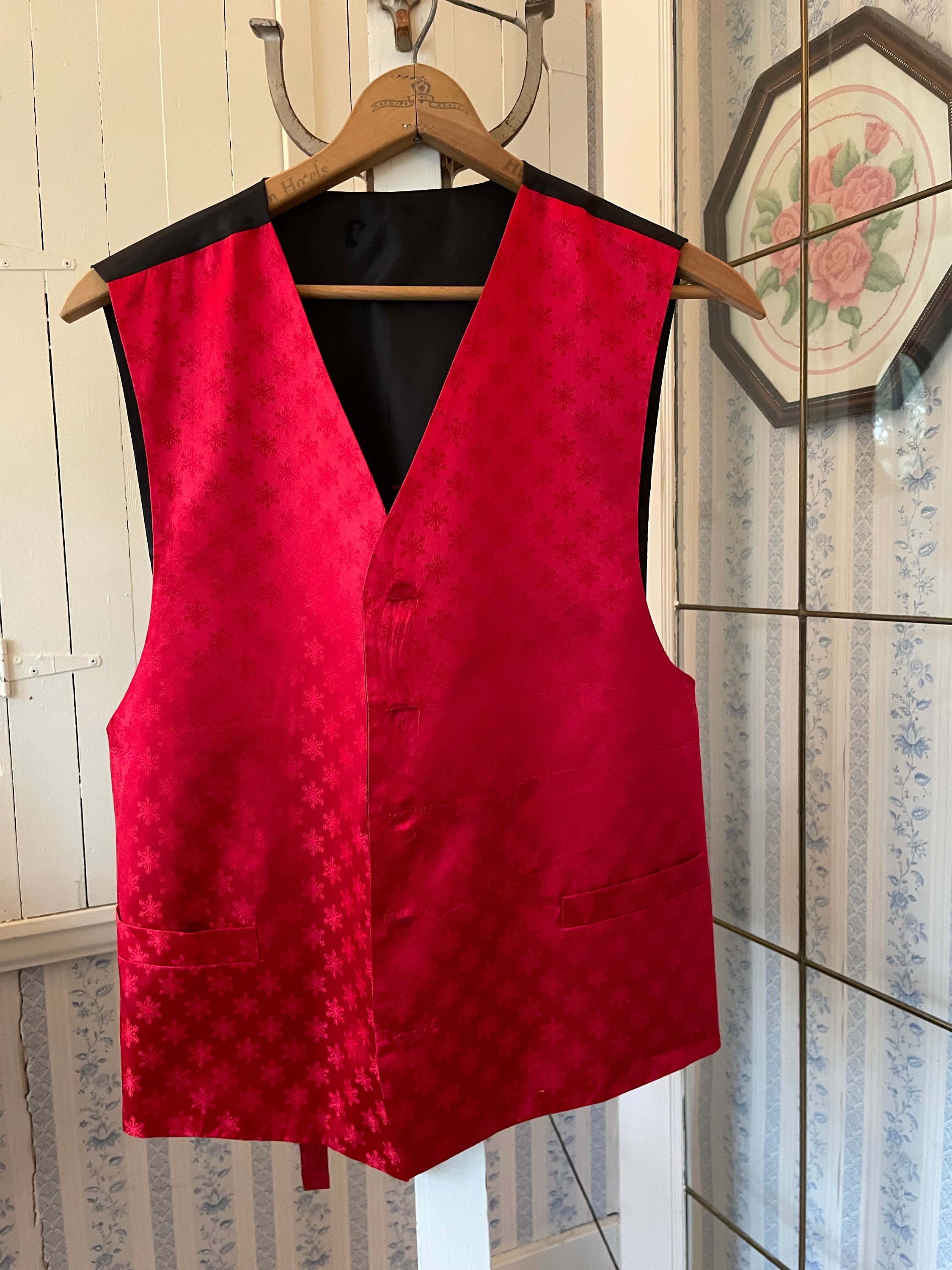 Vintage Red Vest Red Holiday Waistcoat C206 Red Vest - Etsy