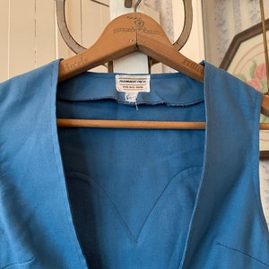 Vintage Blue Western Vest, Blue Fitted Waistcoat (C216), Medium Blue ...