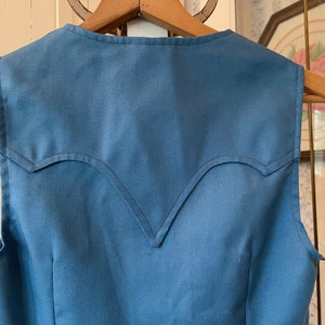 Vintage Blue Western Vest, Blue Fitted Waistcoat (C216), Medium Blue ...