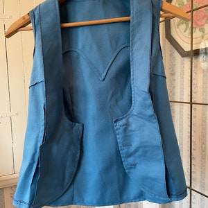 Vintage Blue Western Vest, Blue Fitted Waistcoat (C216), Medium Blue ...