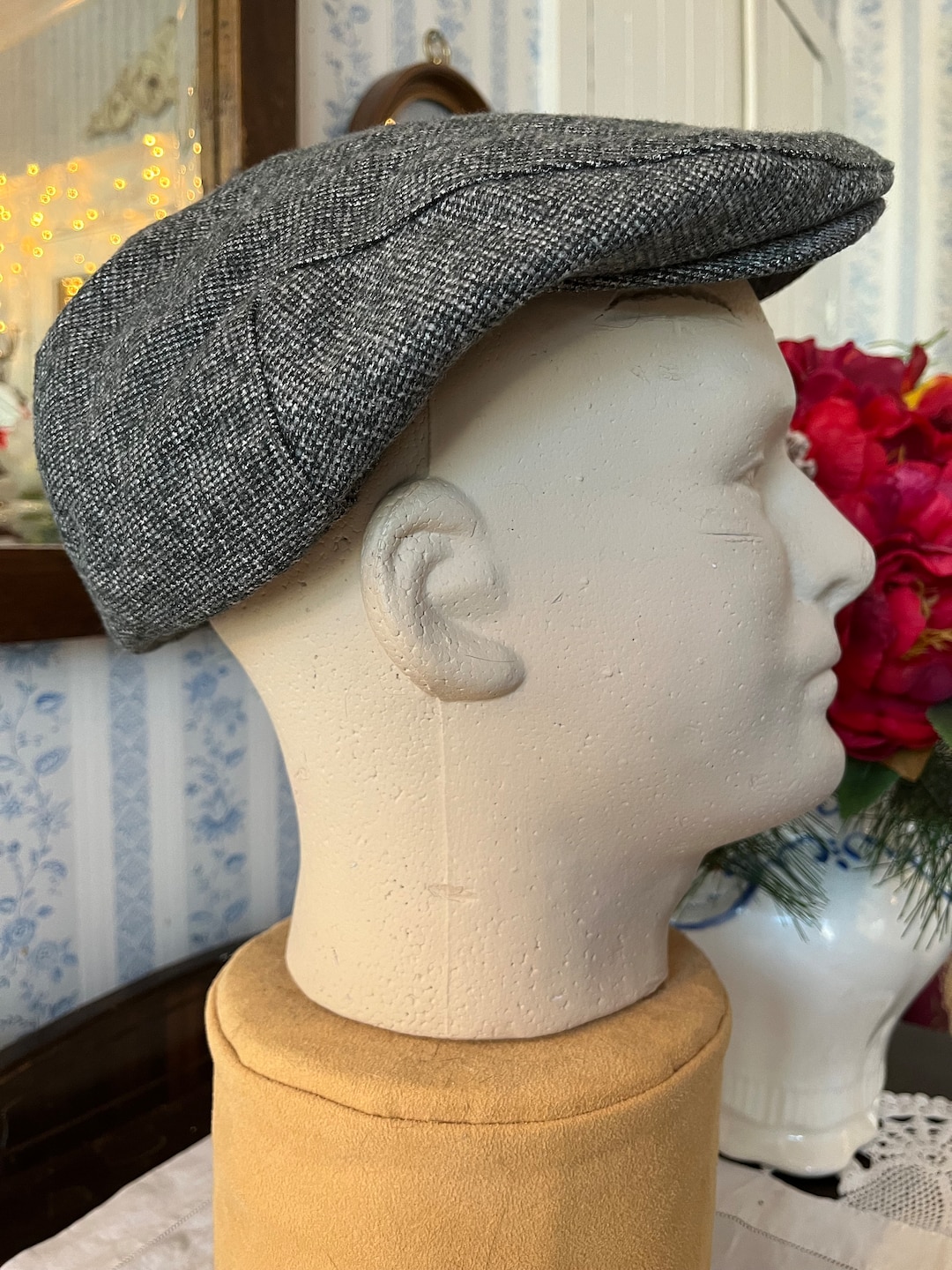 Vintage Grey Hat, Grey Flat Cap (C450), London Fog Wool Blend Grey ...