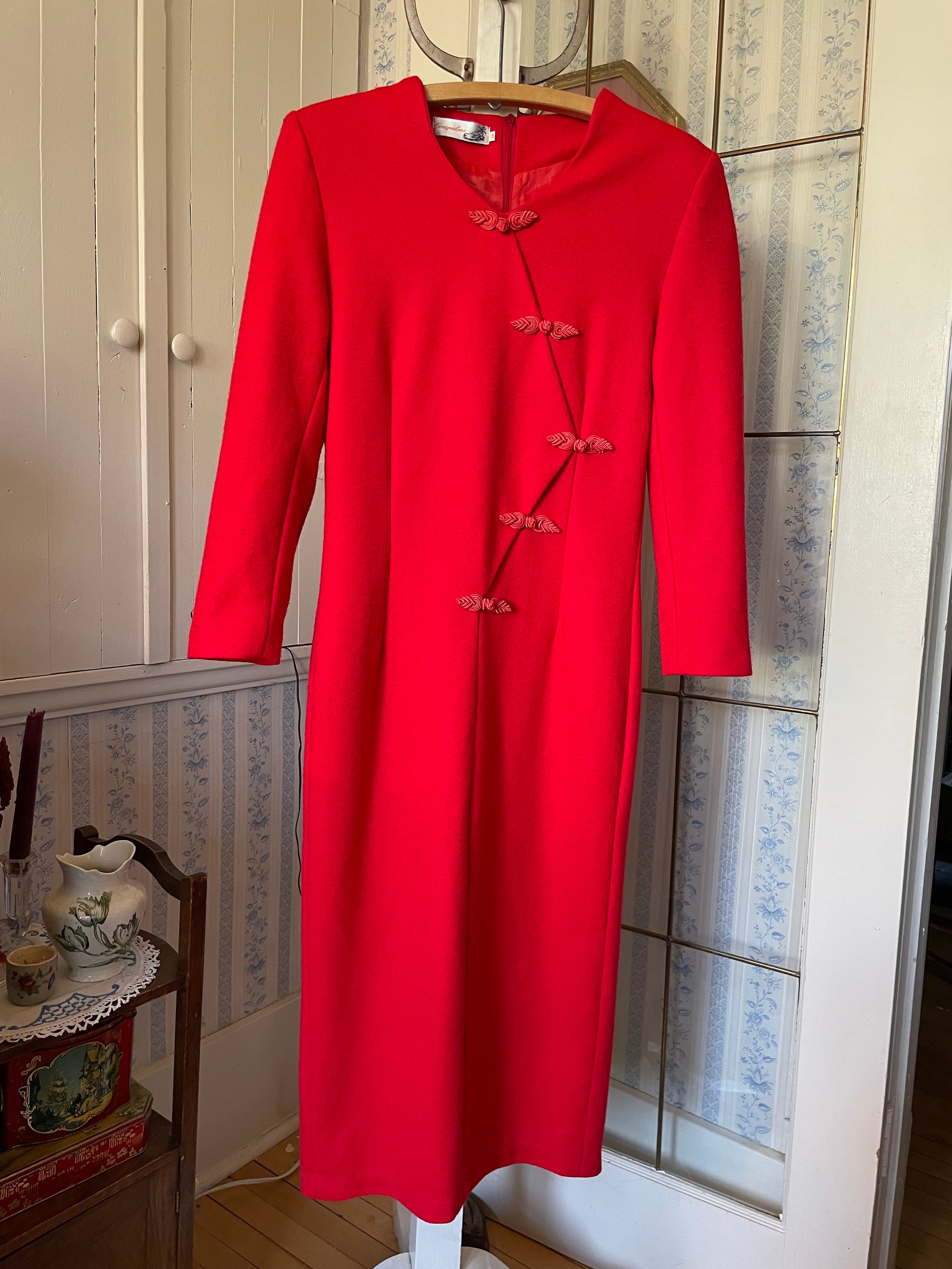 Vintage Red Dress Red Knit Dress Wool Dress B694 Red Wool - Etsy