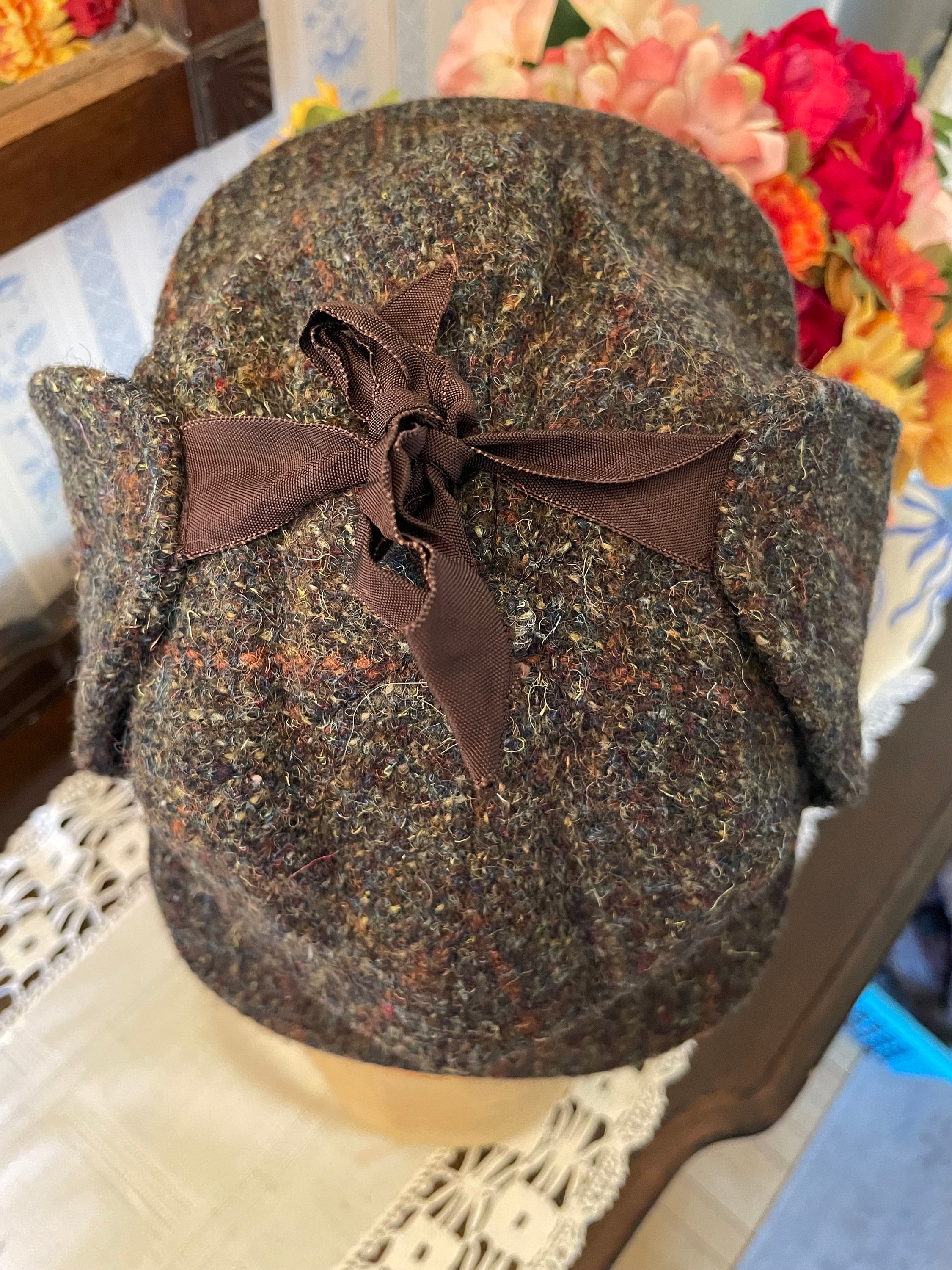 Vintage Deerstalker Hat, Brown Tweed Hat, Cap B650, Brown Green Hand ...
