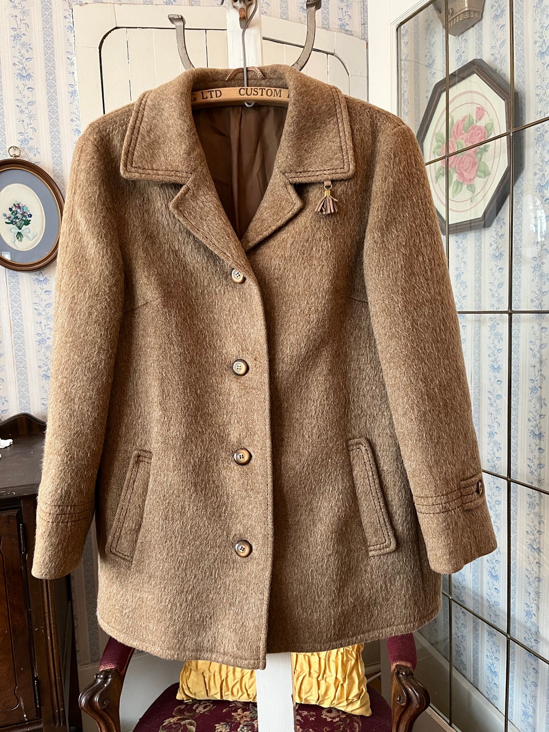 Vintage Brown Jacket, Merino Wool Short Coat (C612), Light Brown Merino ...