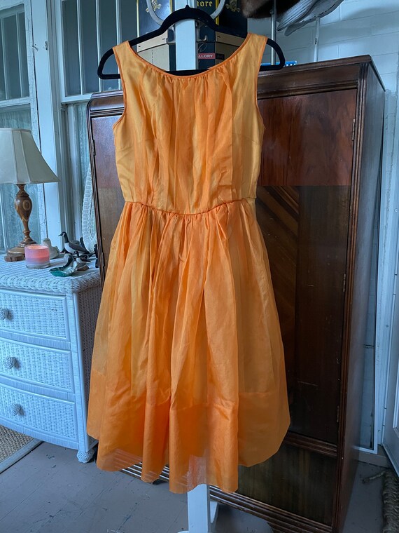 Vintage fancy dress, orange dress (B521), vintage sle… - Gem