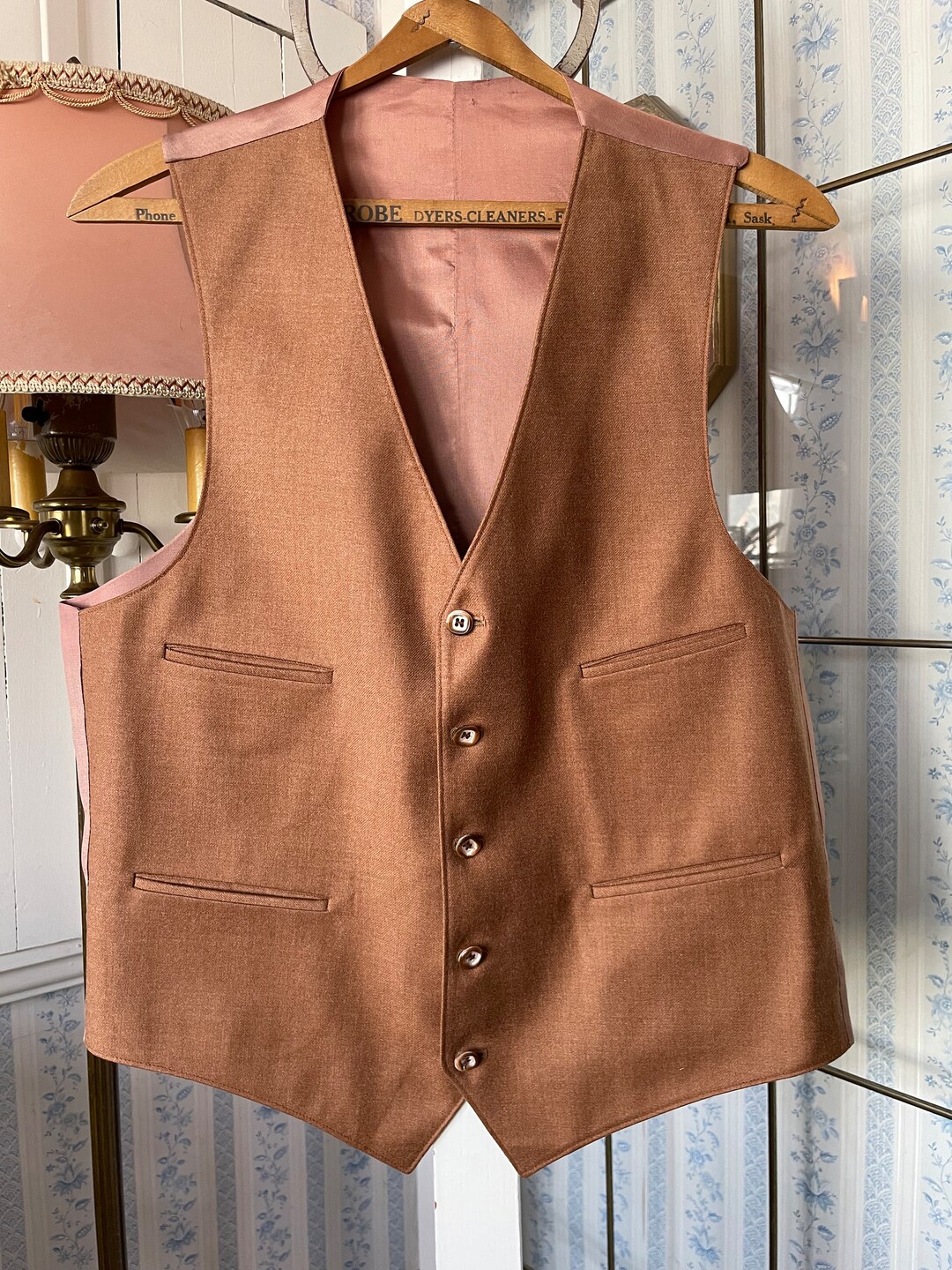Vintage Brown Vest, Light Brown Waistcoat (B936), Light Rust Brown Wool ...