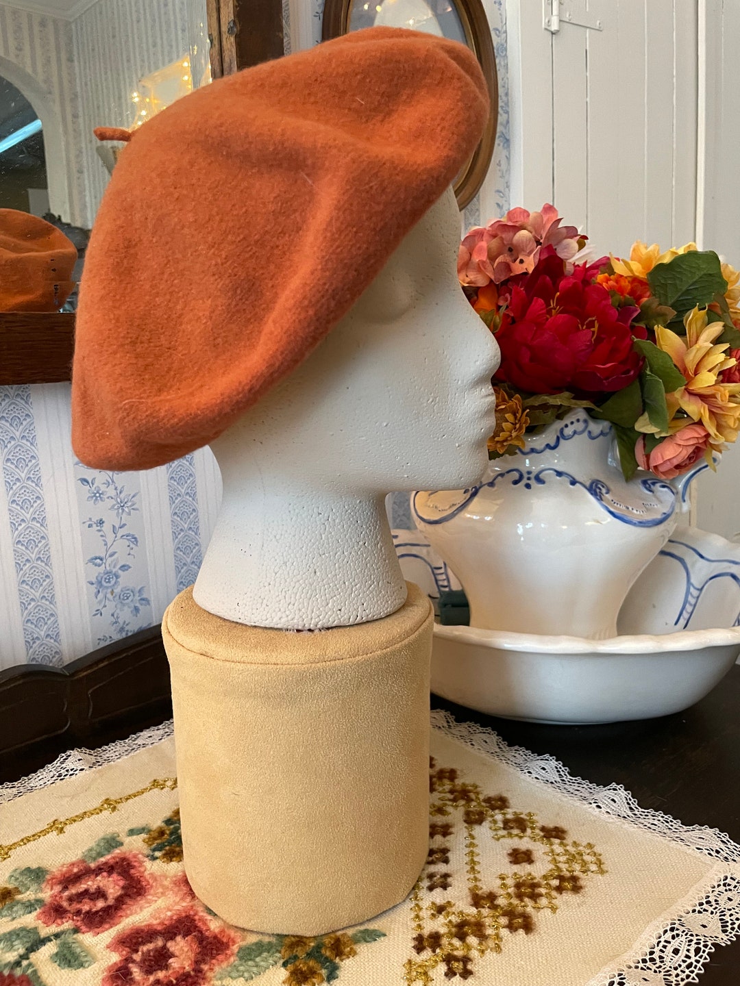 Vintage Wool Tam, Rust Brown Tam, Beret B800, Rust Brown Wool Tam ...