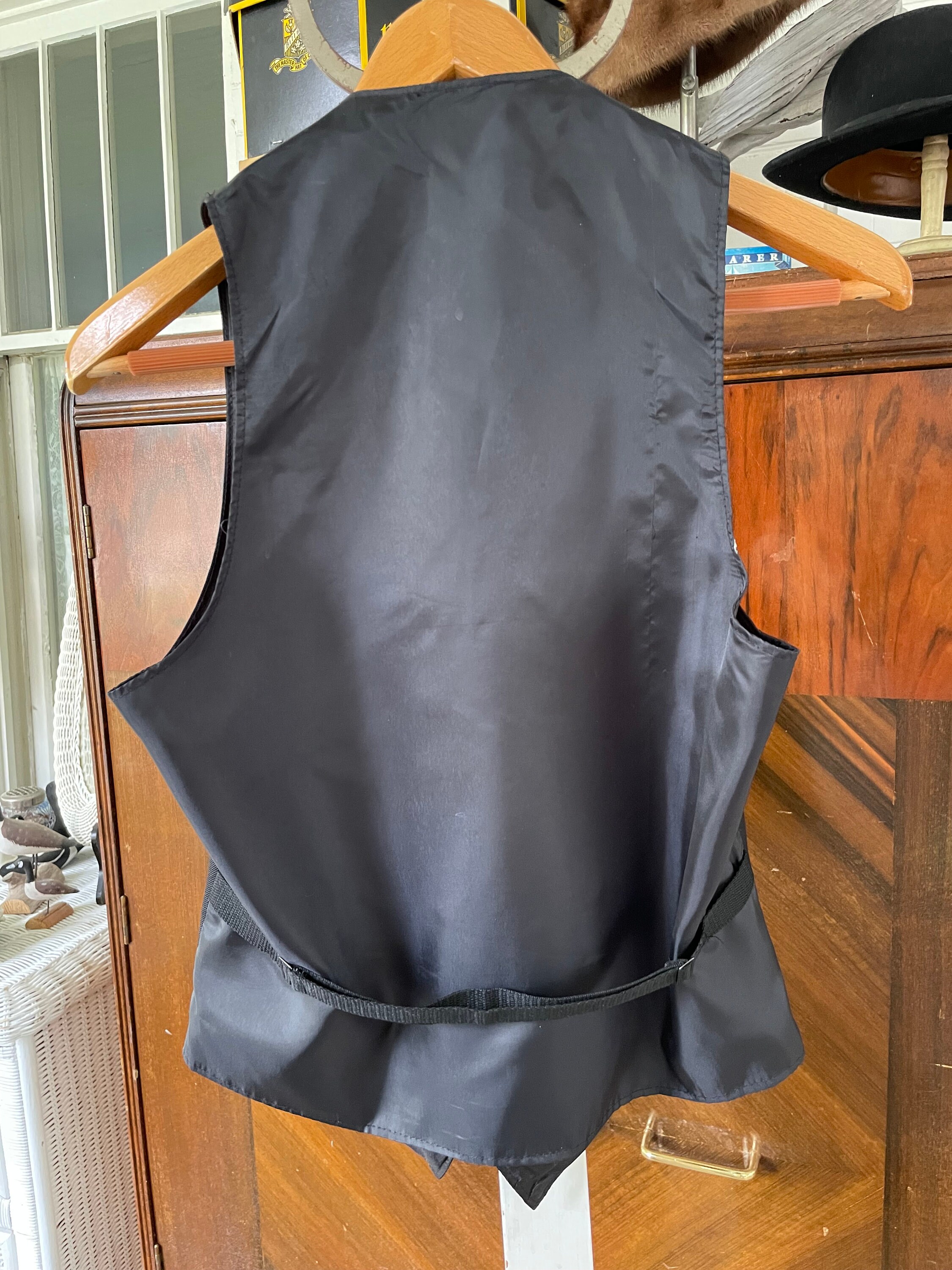 Vintage Black Vest, Waistcoat, Tuxedo Vest (B564), Black Polyester Vest ...