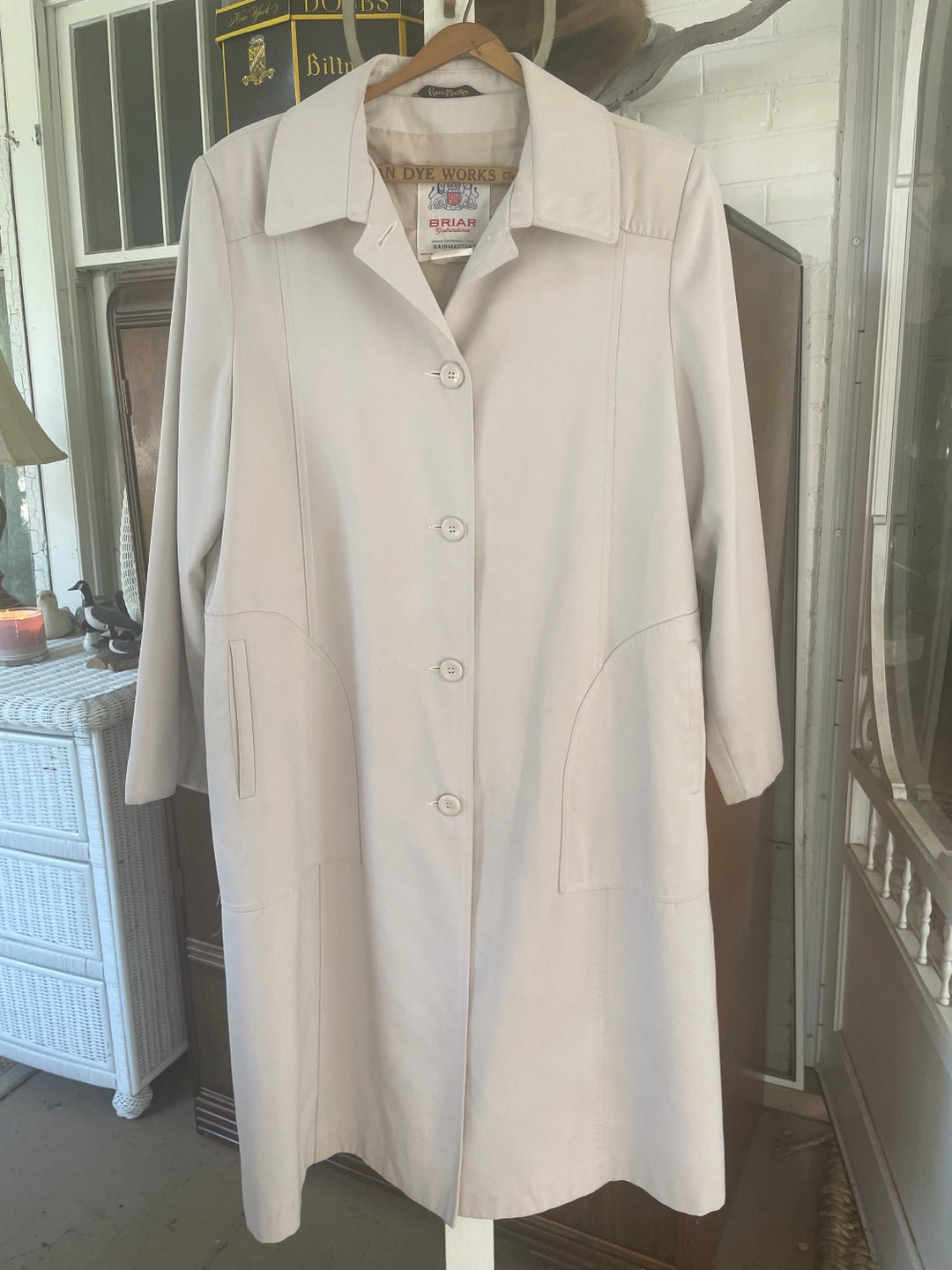 Vintage Raincoat, Beige Raincoat (B494), Vintage Neutral Long Raincoat ...