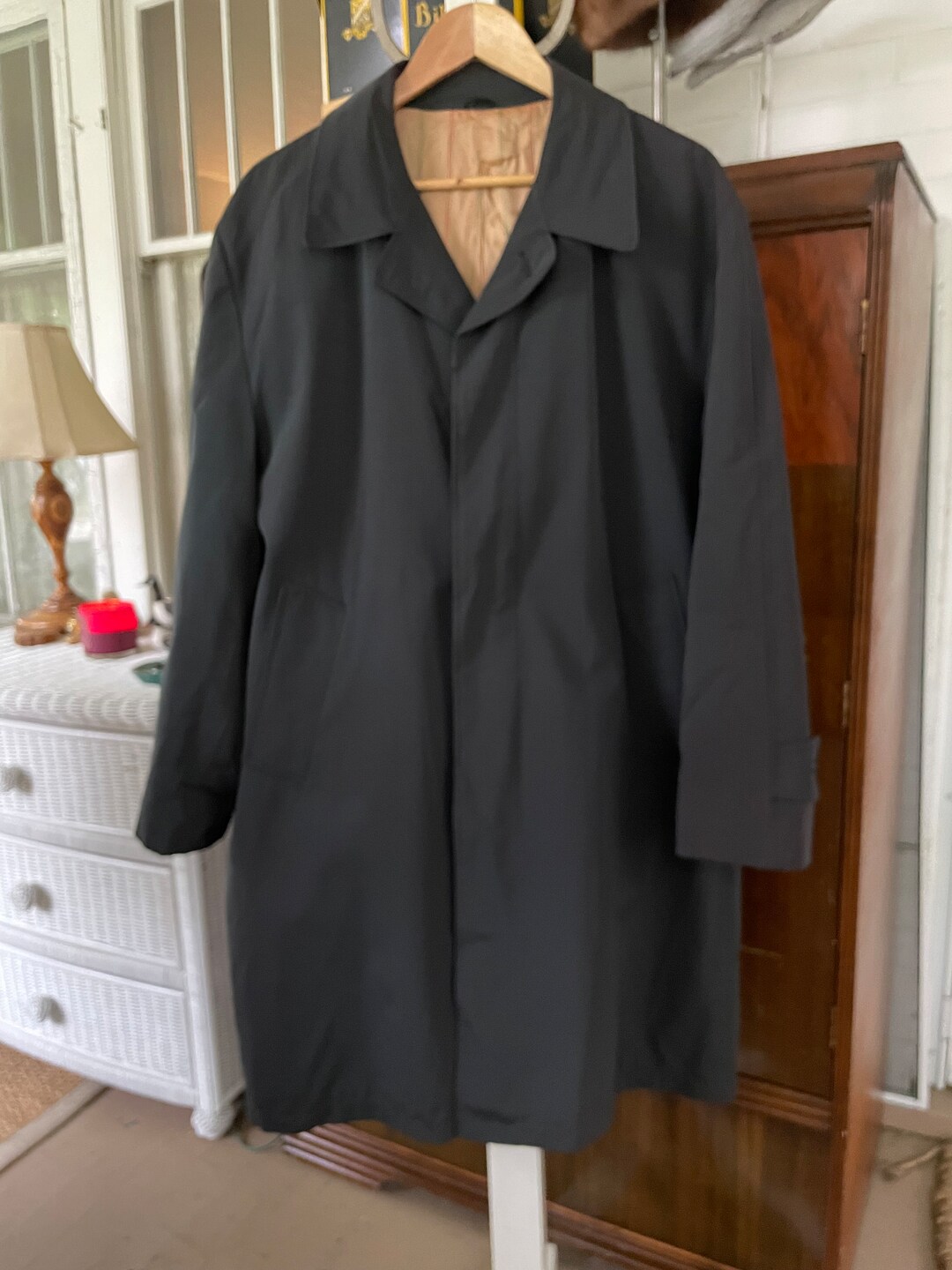 Vintage Raincoat, Overcoat (B513), Dark Charcoal Grey Lined Coat - Etsy