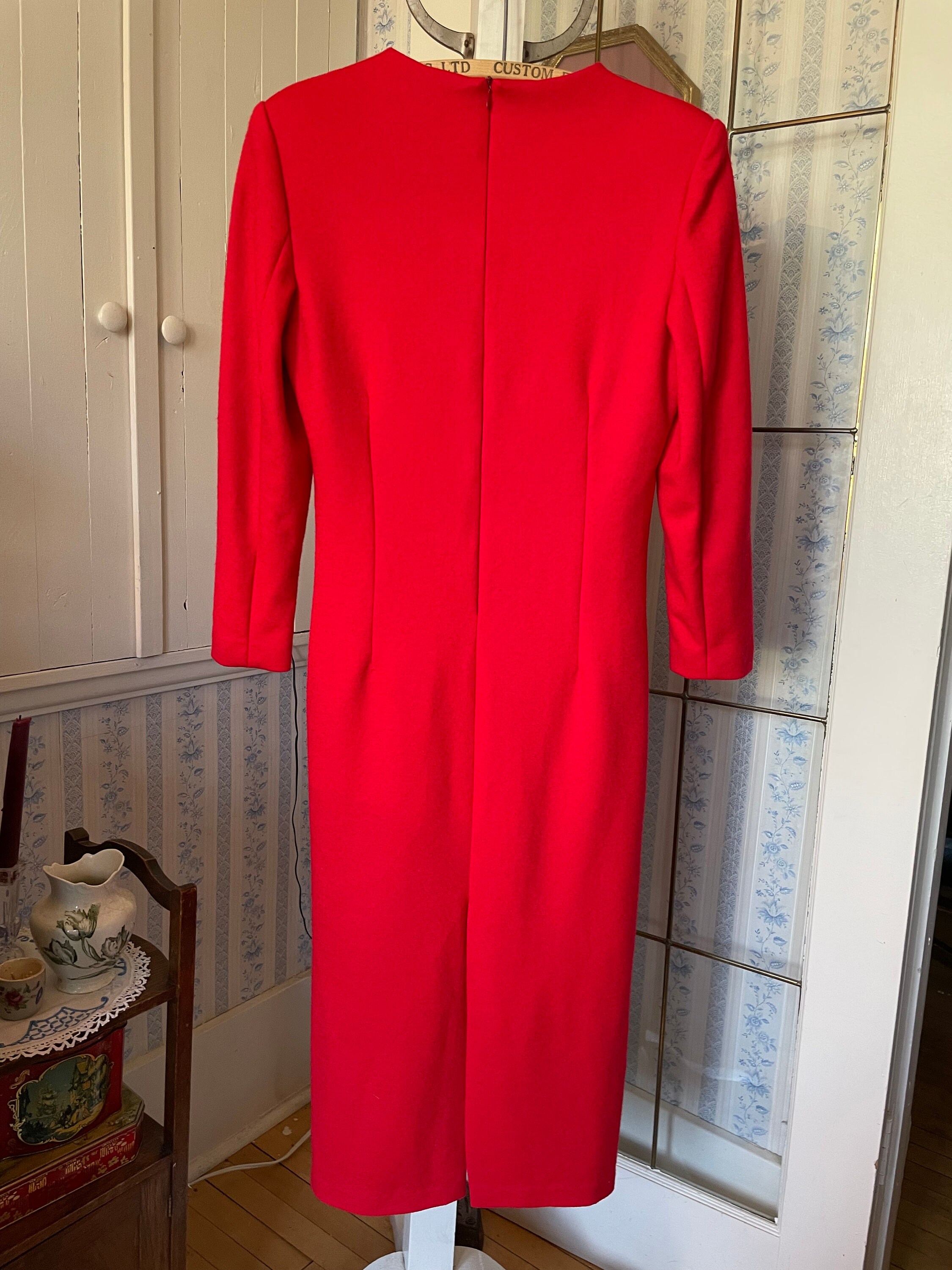 Vintage Red Dress Red Knit Dress Wool Dress B694 Red Wool - Etsy