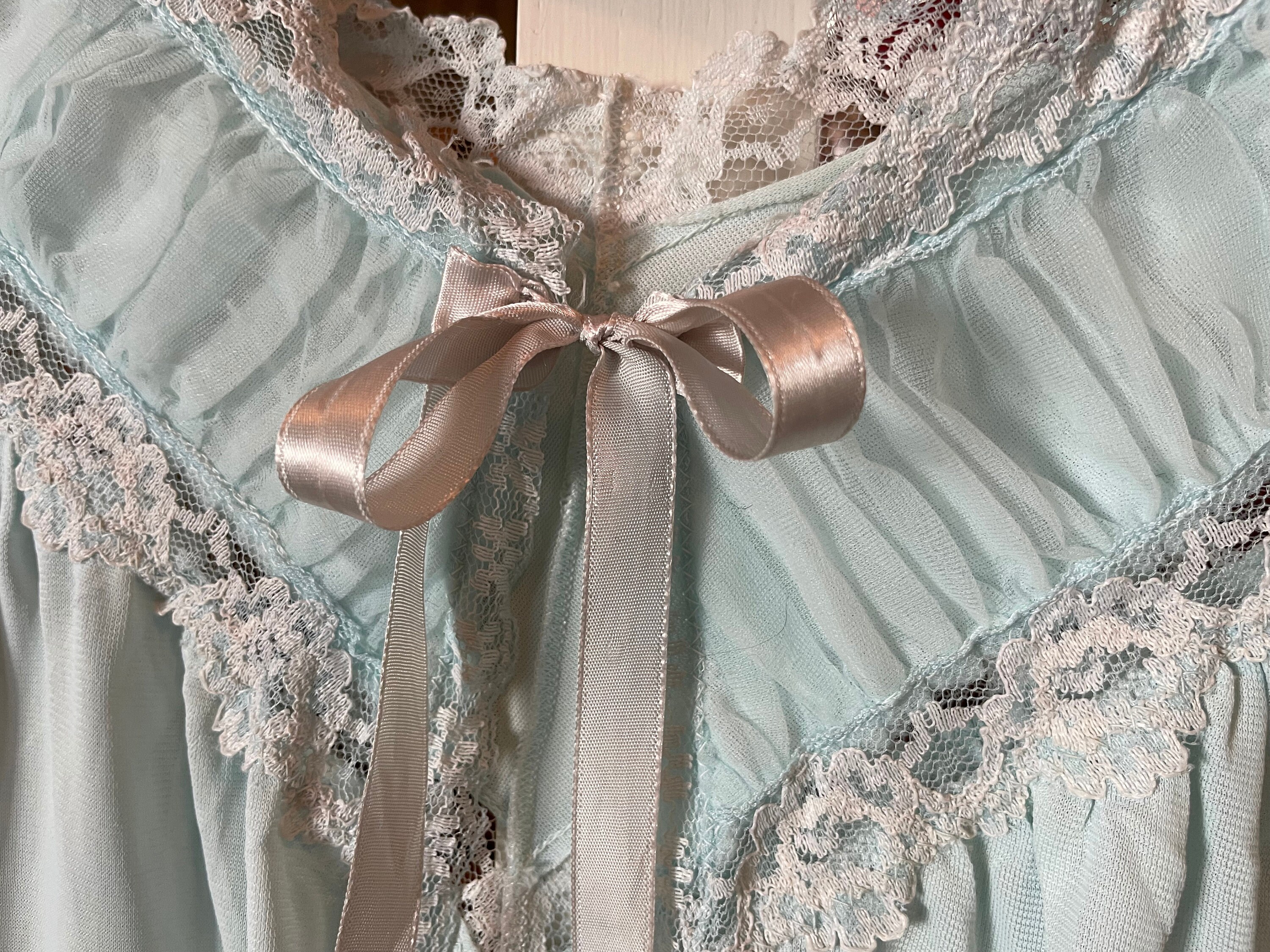 Vintage Light Turquoise Blue Sheer Robe Dressing Gown | Etsy