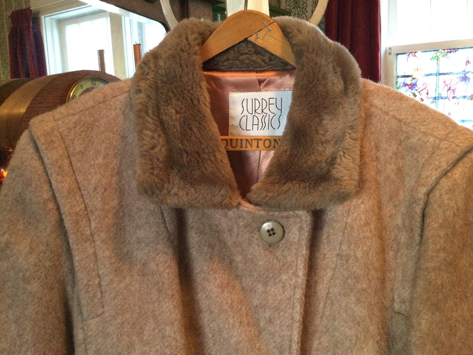 Vintage Short Neutral, Beige Wool Jacket, Coat (A931) With Faux Fur ...