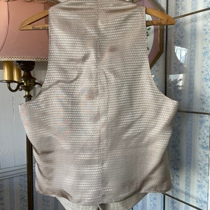 Vintage Beige Vest, Pinstriped Beige Waistcoat (B921), Beige and Cream ...