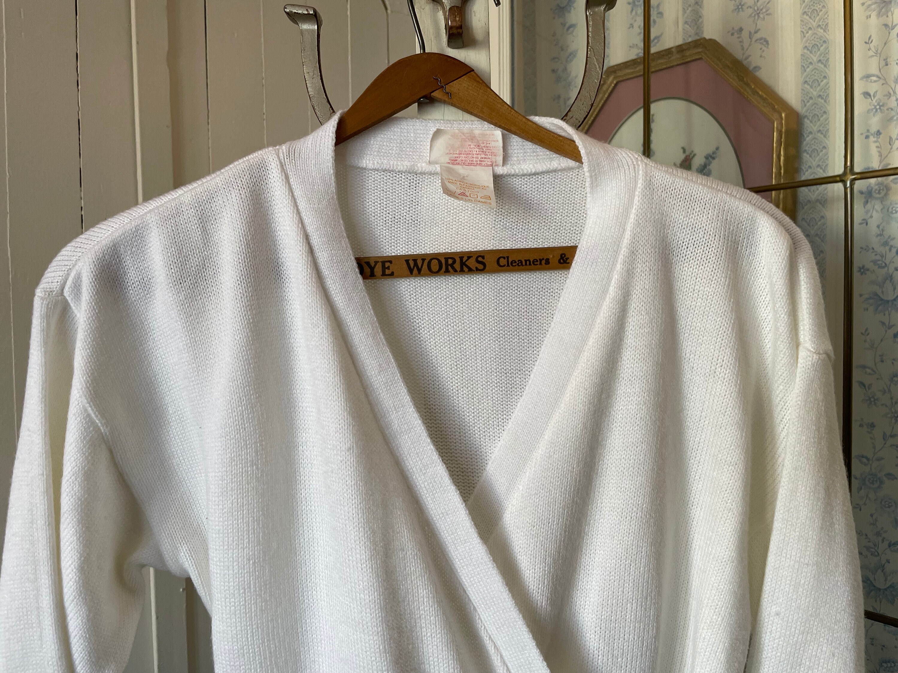 Vintage Wrap Sweater, White Wrap Sweater, Cardigan B786, White Acrylic ...