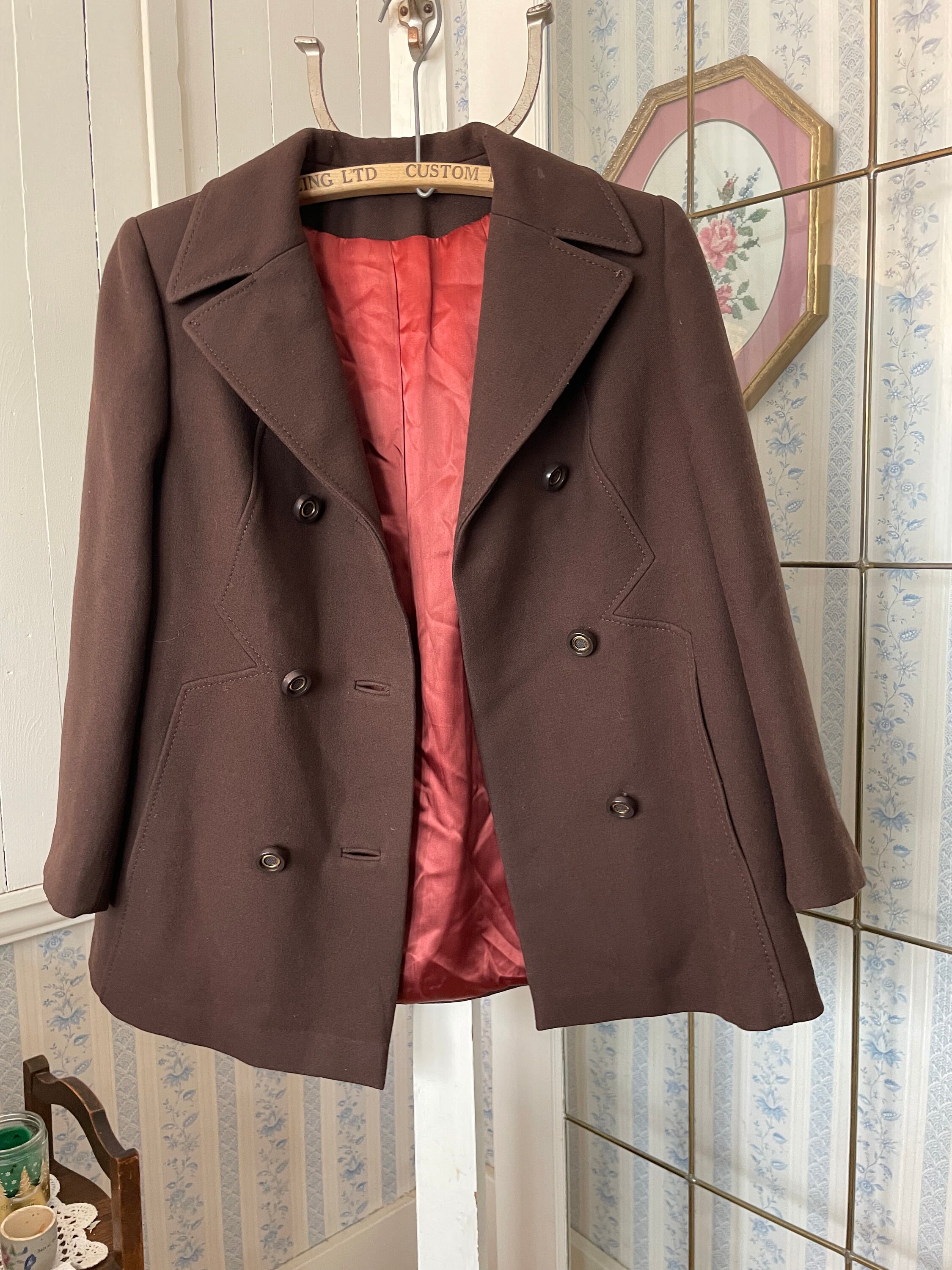 Vintage Brown Jacket, Brown Wool Short Coat B861, Chocolate Brown Wool ...