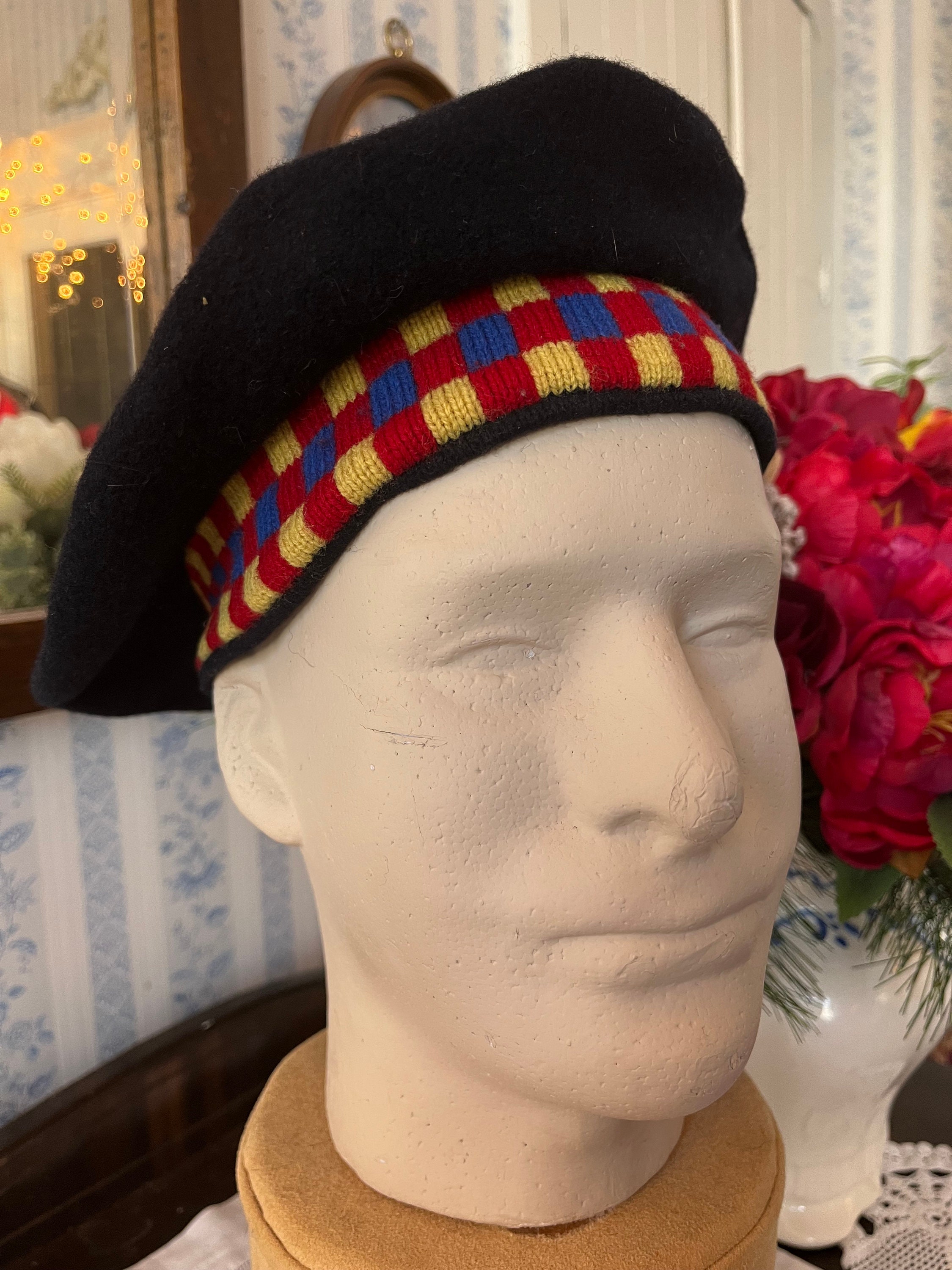 Vintage Black Hat, Black Wool Tam C454, Black Wool Tam, Beret, Hat With ...