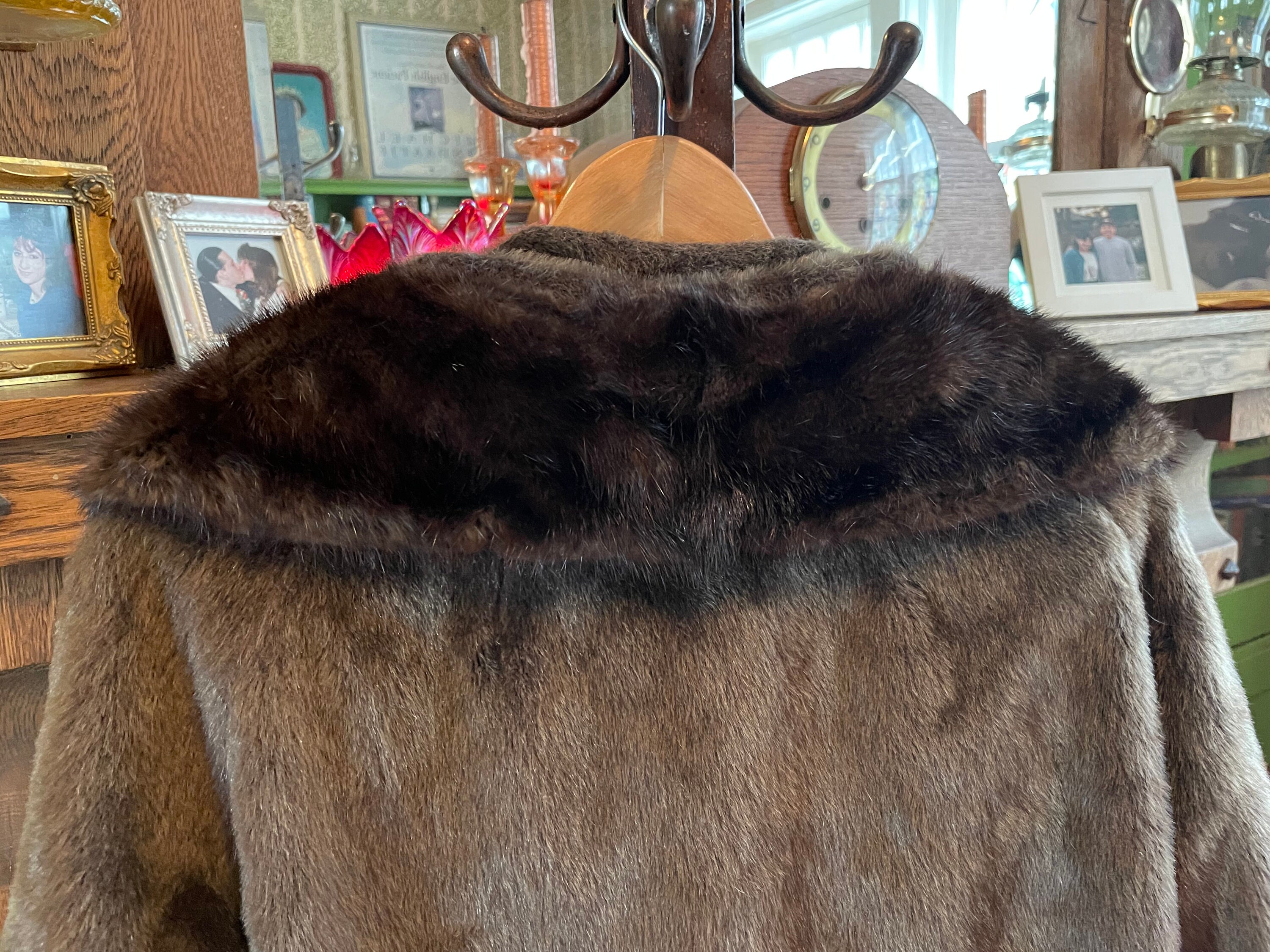 Vintage Chocolate Brown Faux Fur Coat B364 - Etsy
