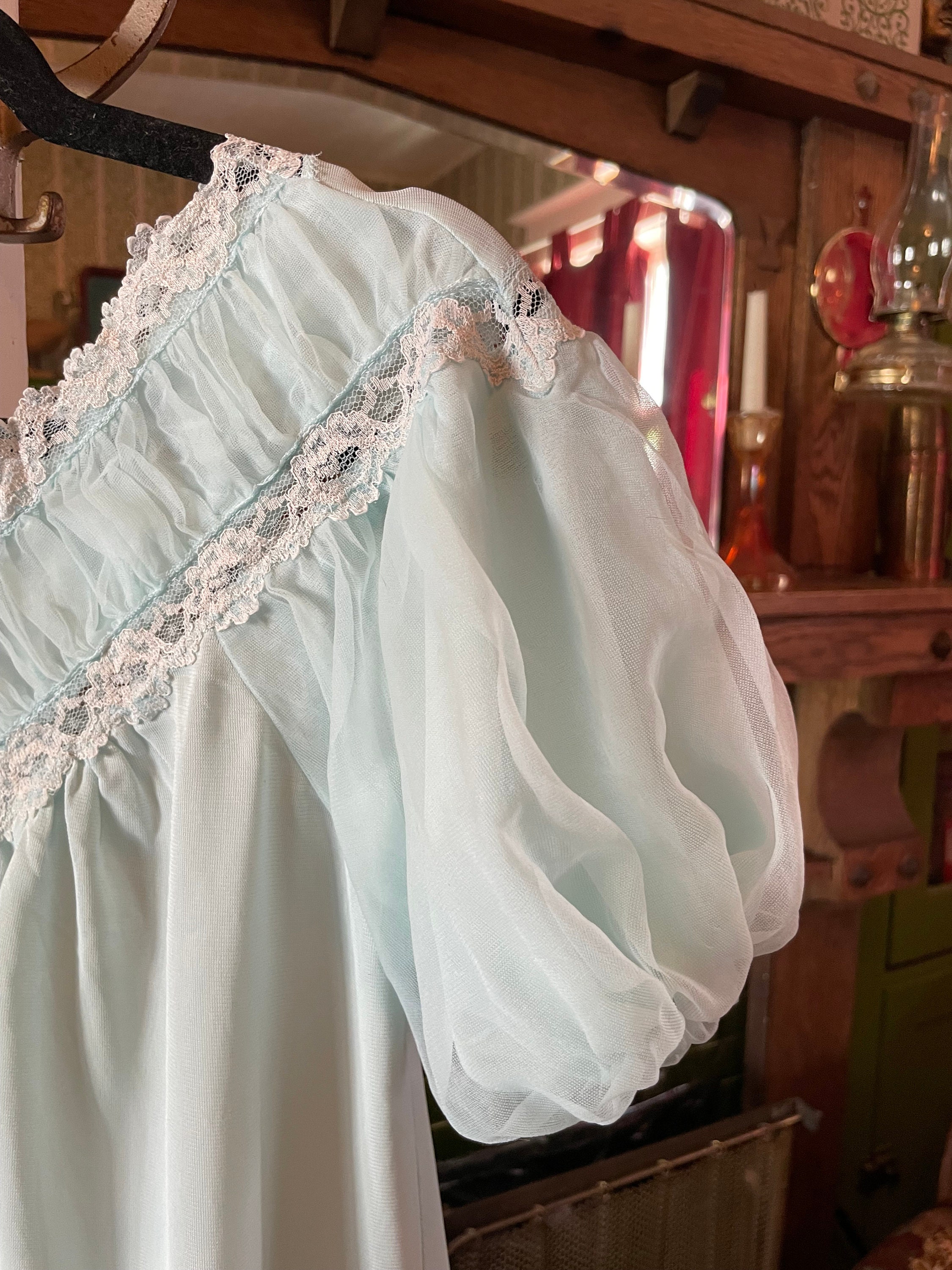 Vintage Light Turquoise Blue Sheer Robe Dressing Gown | Etsy