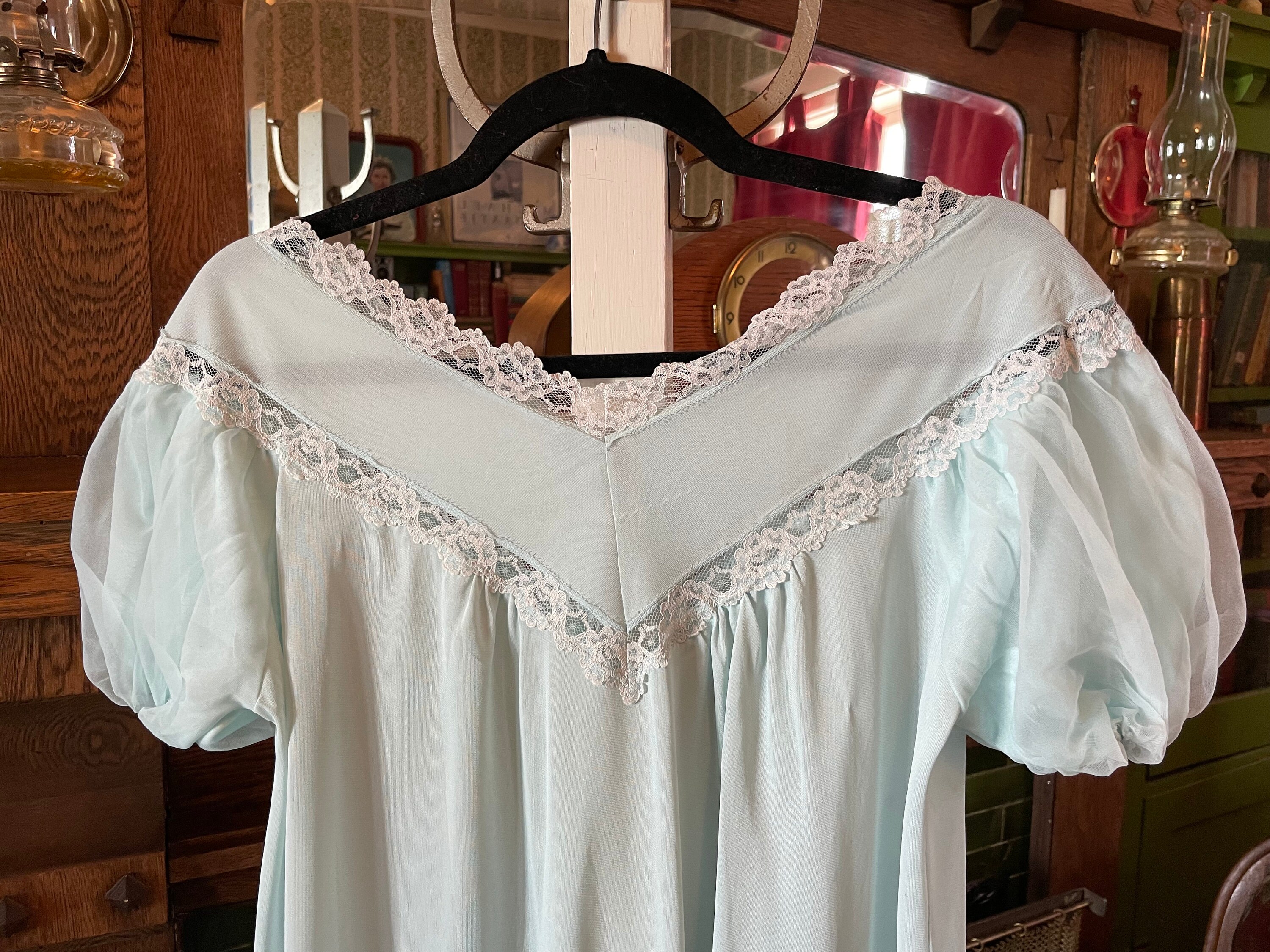 Vintage Light Turquoise Blue Sheer Robe Dressing Gown | Etsy