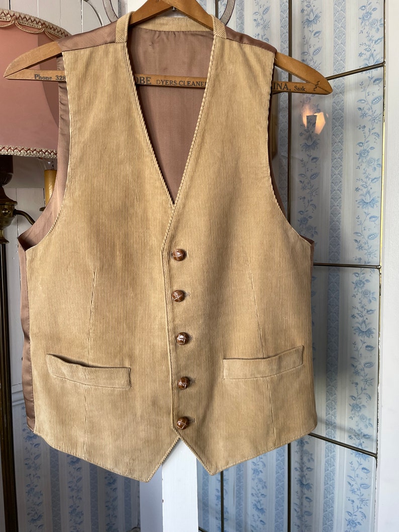 Vintage Beige Vest, Beige Corduroy Waistcoat B920, Beige Cotton ...