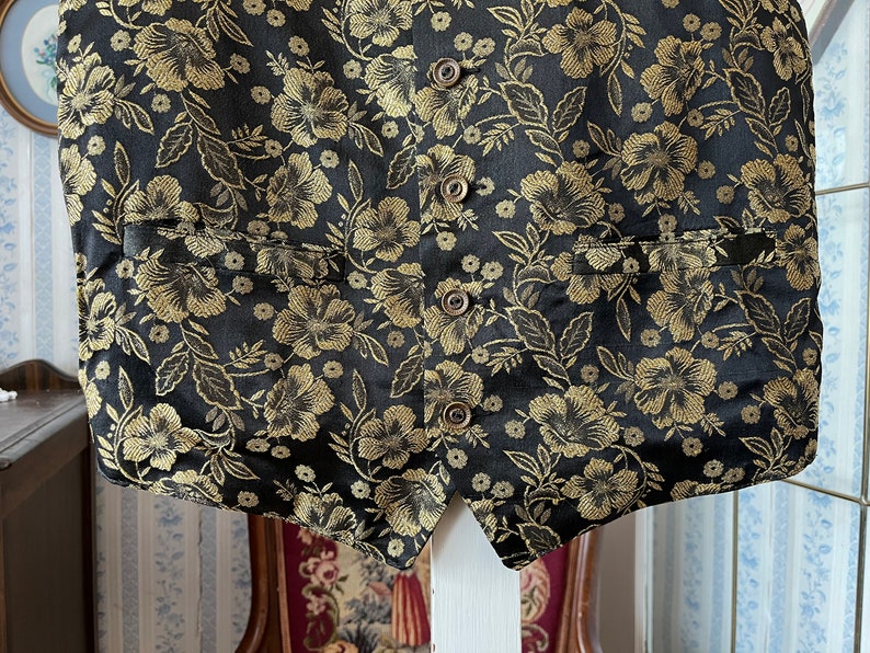 Vintage Black and Gold Vest, Fancy Waistcoat C707, Black Vest ...