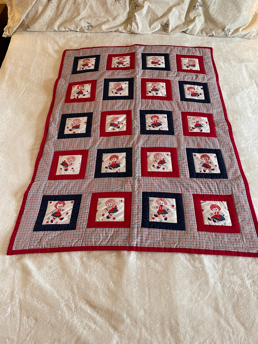 Vintage Kids' Quilt, Raggedy Ann Handmade Blanket (B944), Handmade ...