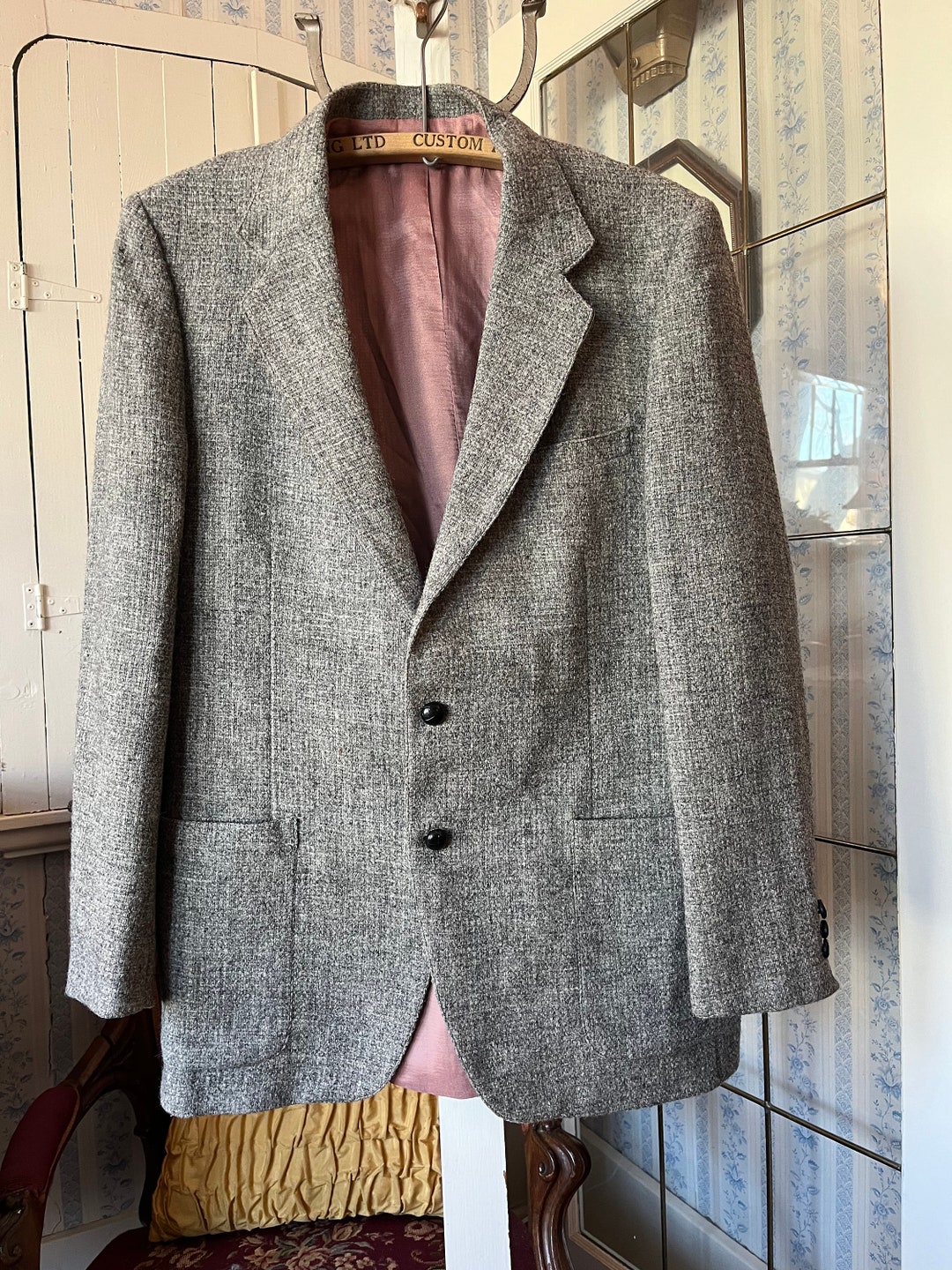 Vintage Grey Sport Coat, Grey Wool Blazer (C526), Harris Tweed Grey ...