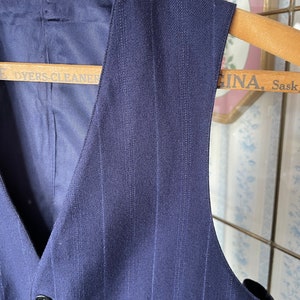 Vintage Blue Vest, Navy Blue Waistcoat (B935), Navy Blue Wool Blend ...