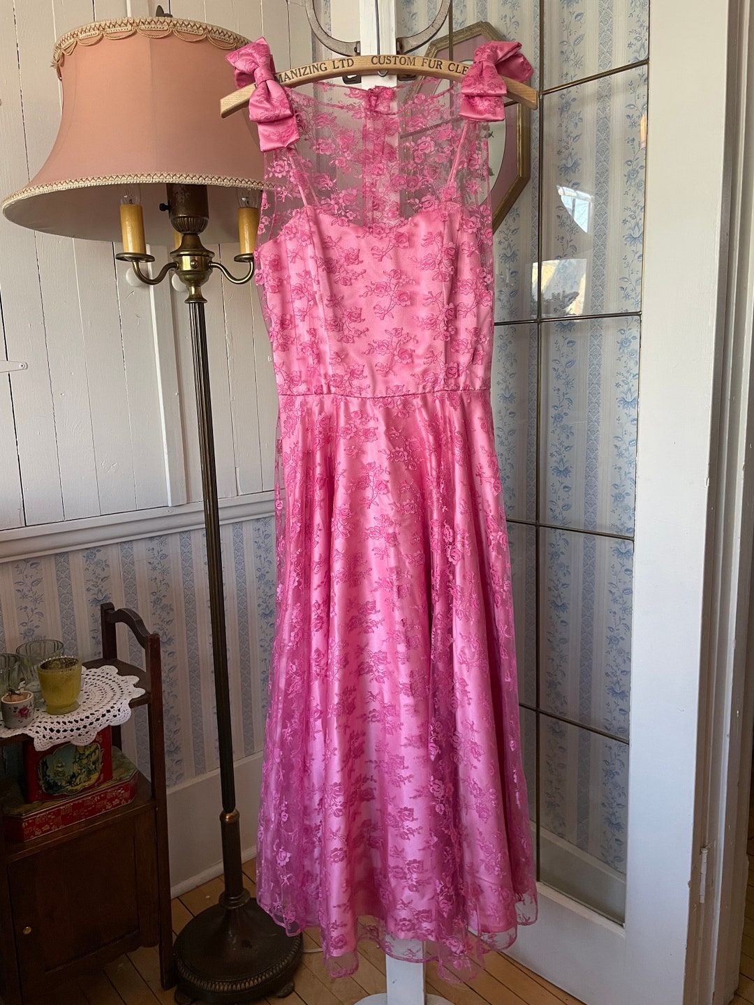 Vintage Pink Dress, Fancy Pink Cocktail Dress (B909), Rose Pink Formal ...