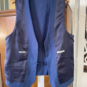 Vintage Blue Vest, Royal Blue Waistcoat (B595), Blue and Black Wool ...