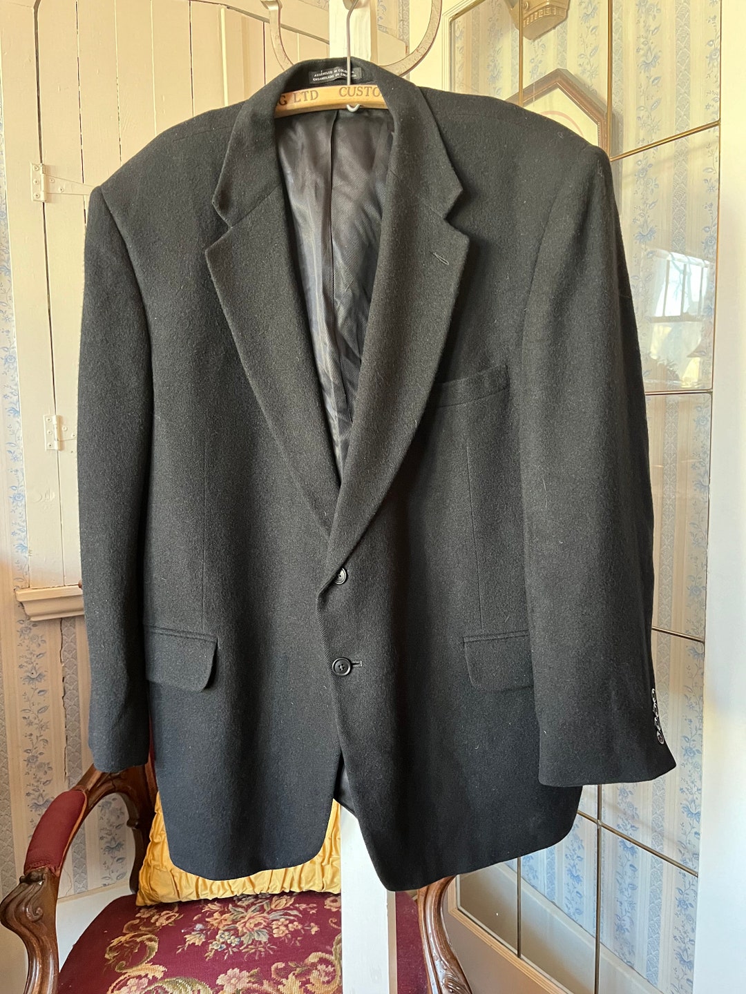 Vintage Black Sport Coat, Classic Black Blazer (C529), Black Camel Hair ...