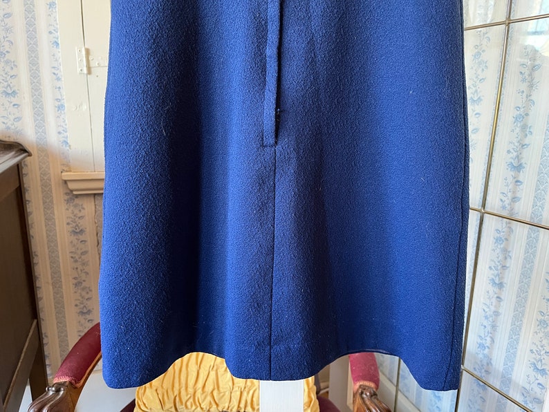 Vintage Blue Dress, Blue and White Short Dress C712, Dark Blue Fortrel ...