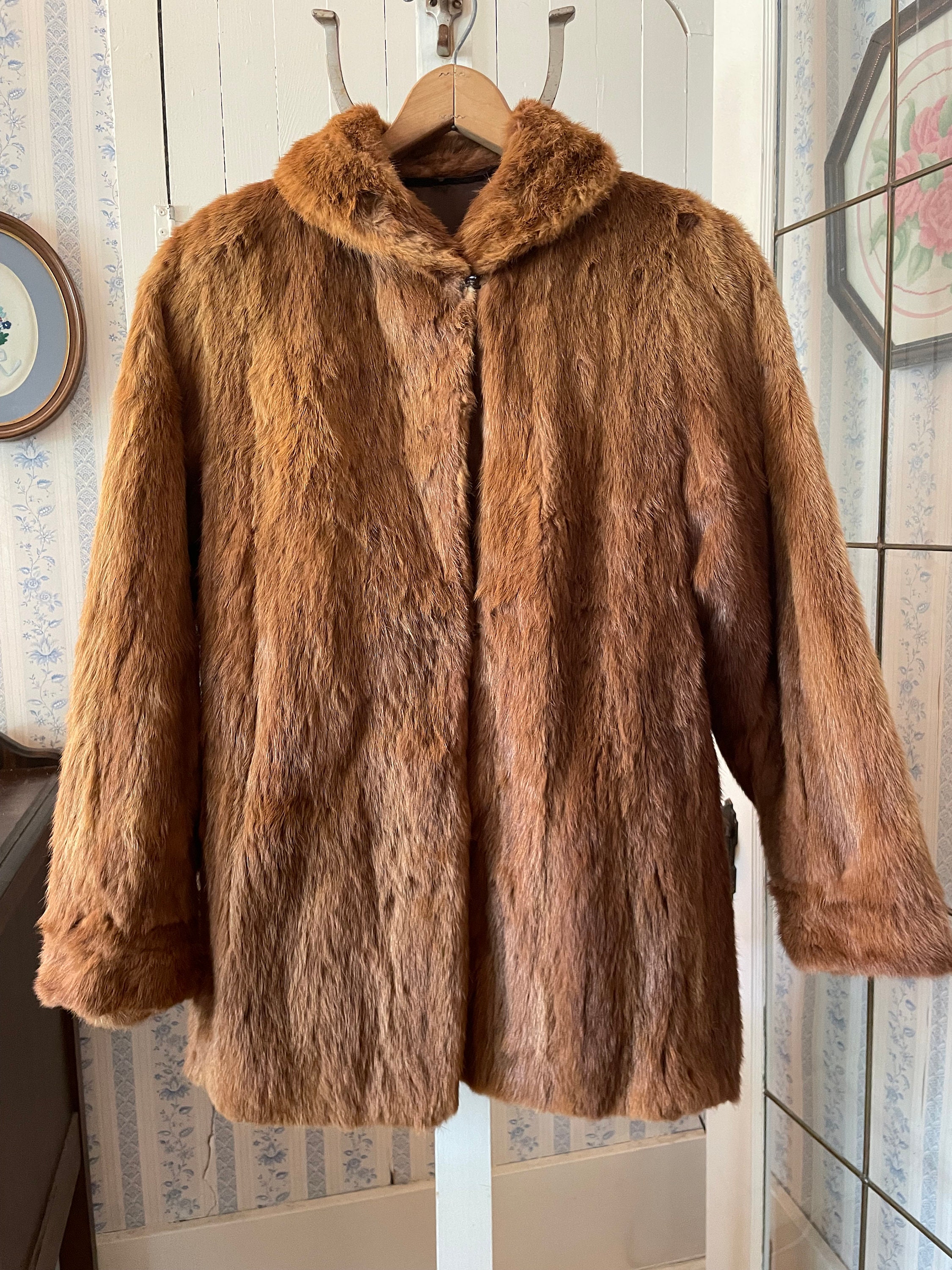 Vintage Fox Fur Coat Red Fox Fur Jacket C035 Red Brown Fox - Etsy