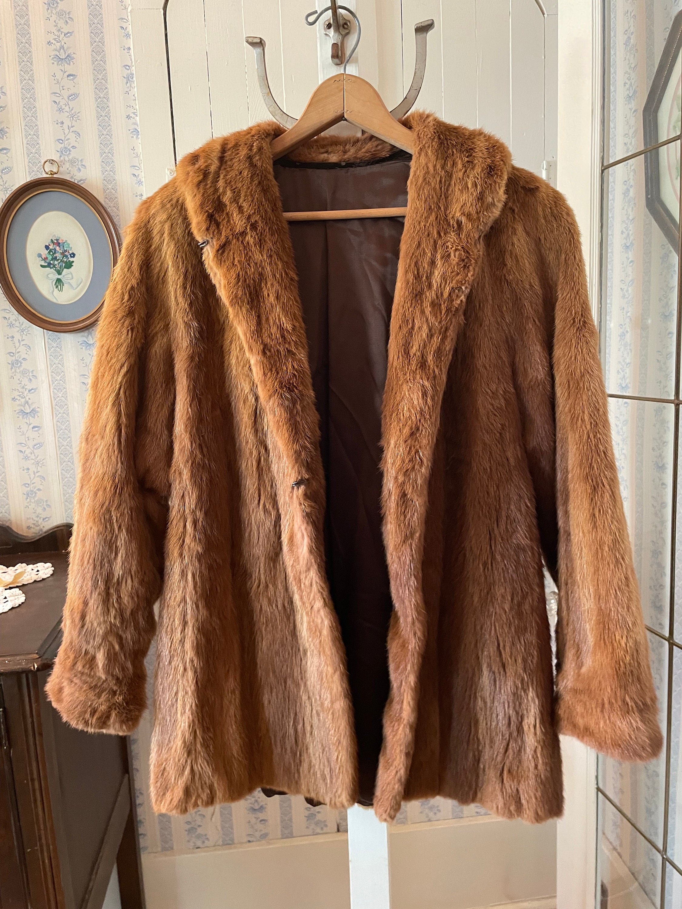 Vintage Fox Fur Coat Red Fox Fur Jacket C035 Red Brown Fox - Etsy