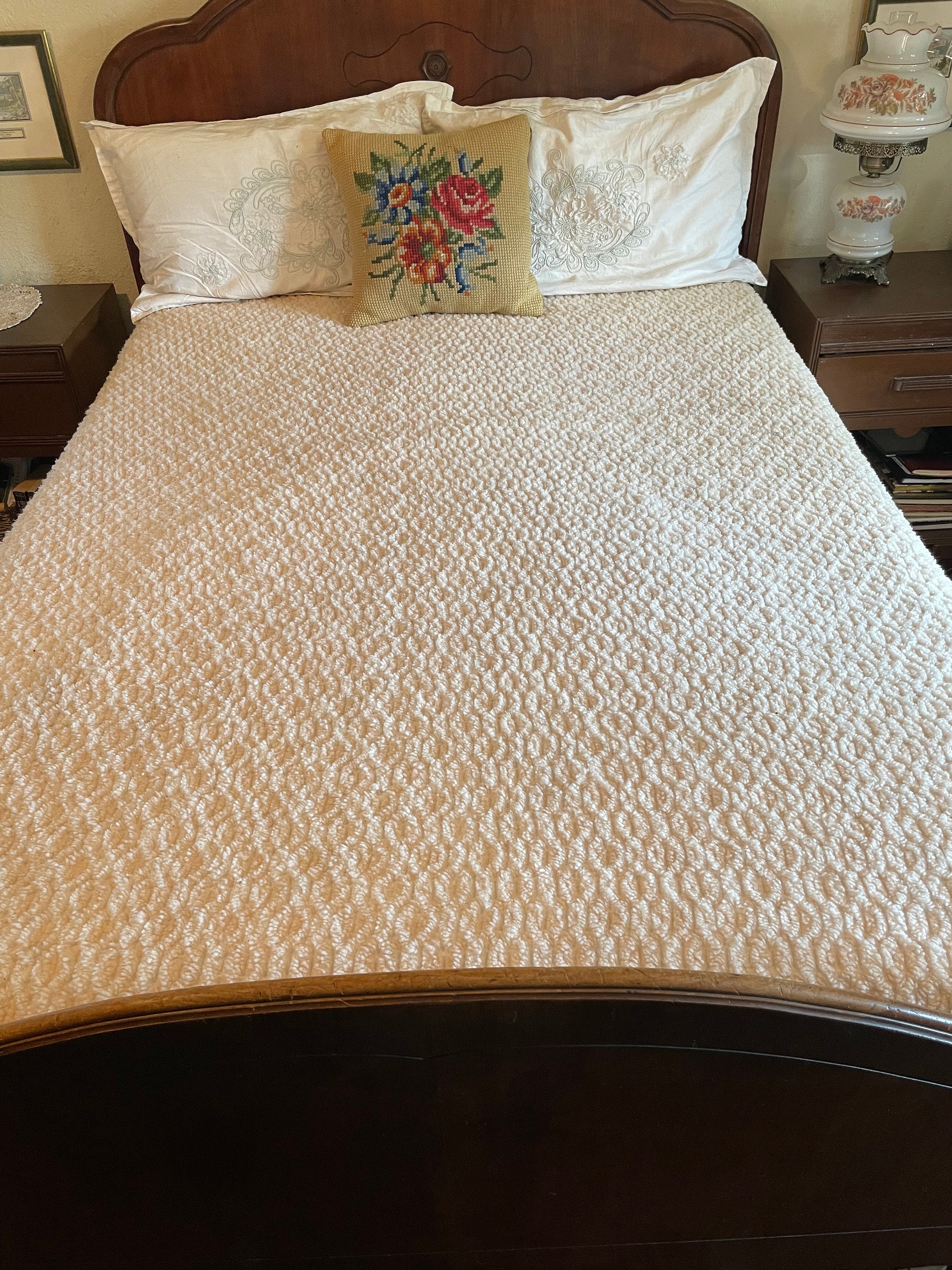 Vintage Chenille Bedspread Neutral Beige Bedspread B483 - Etsy