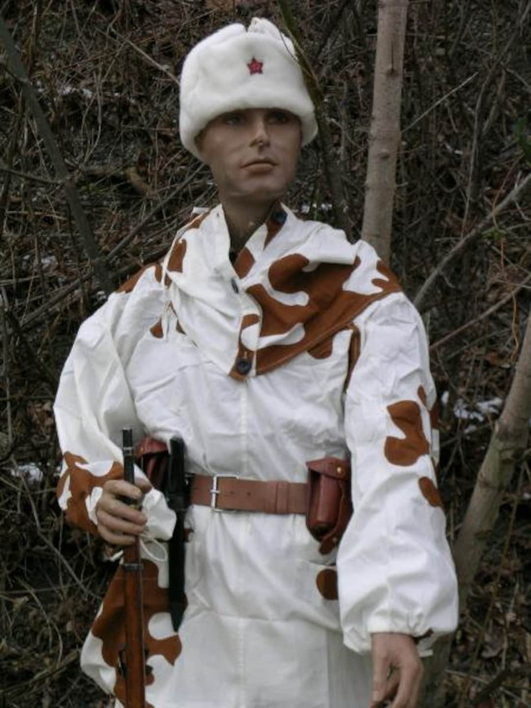 Soviet WW2 2pc White With Brown Ameba Winter Camouflage Smock - Etsy