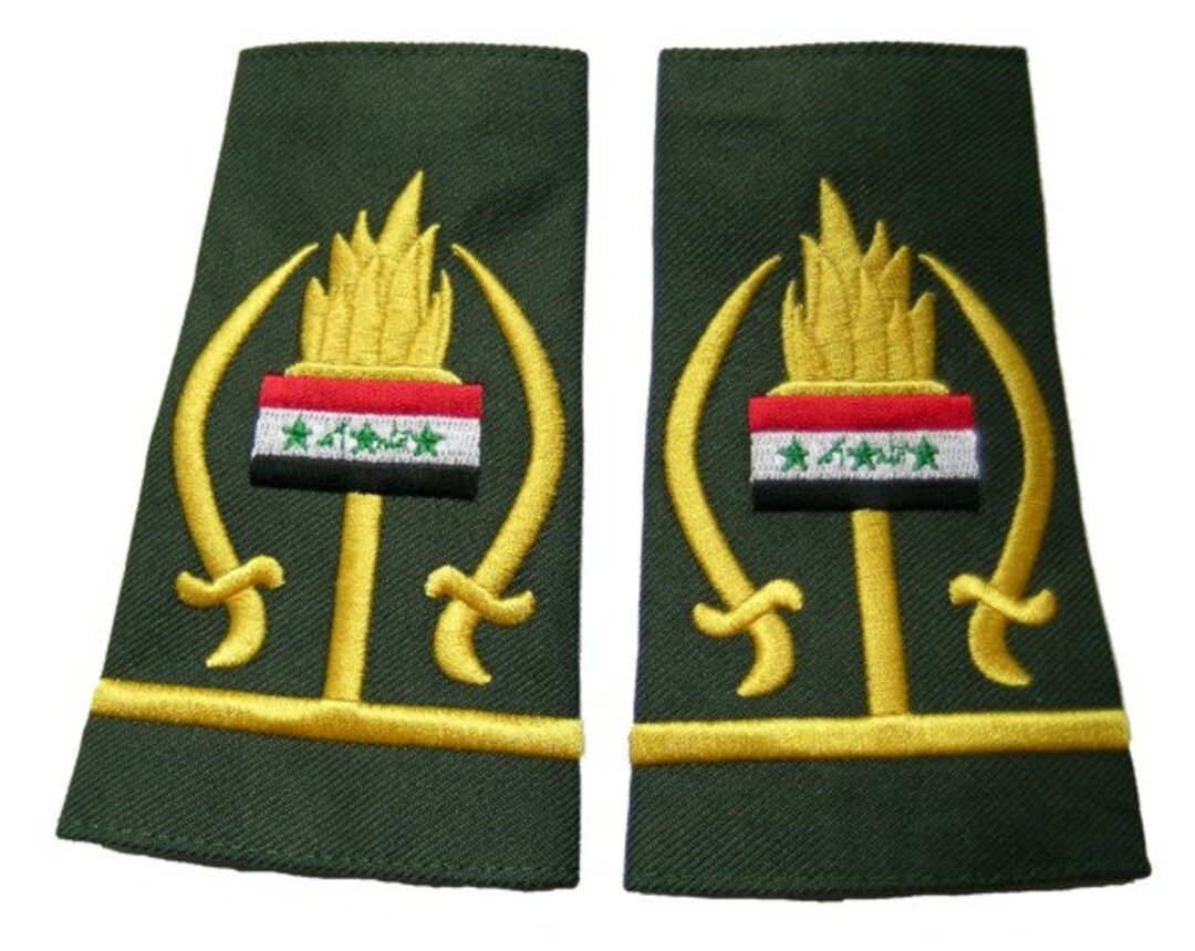 Iraqi Minister Rank Shoulder Slides With Small Flag on Green Fabric - Etsy