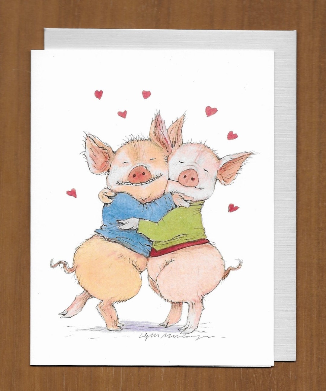 34) Pigs Hugging Birthday/anniversary/valentine's Day Card -- Hogs and ...