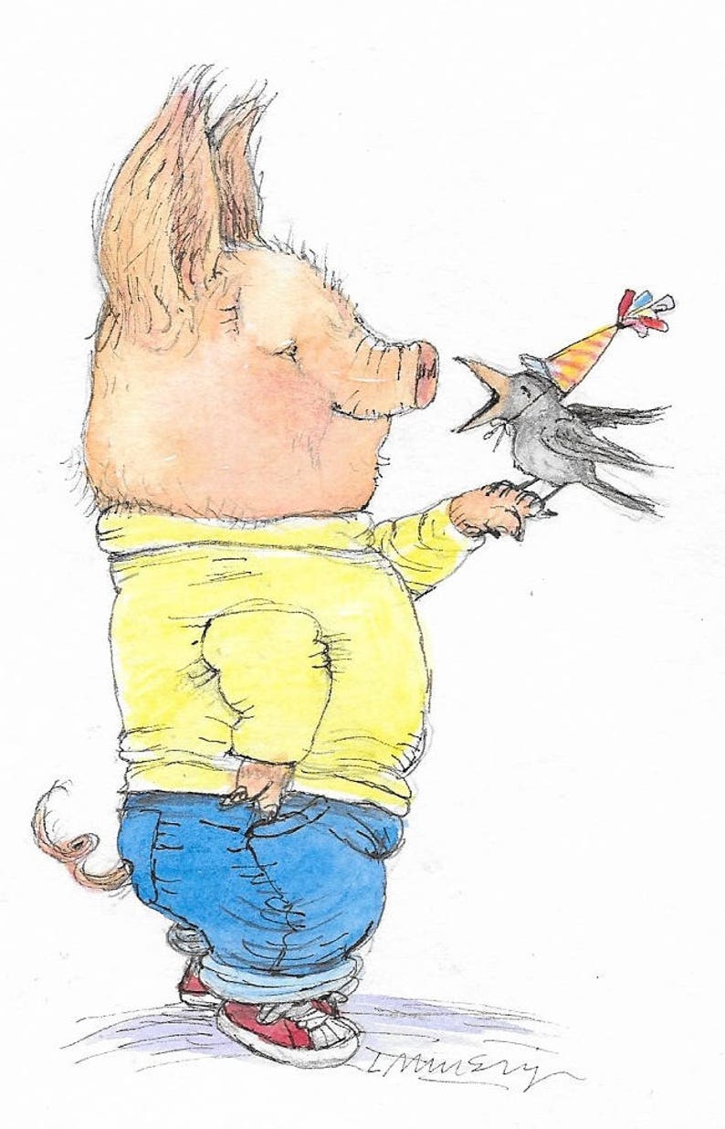 25) Pig With Birdie Birthday Card – A Little Birdie Told Me It's Your ...