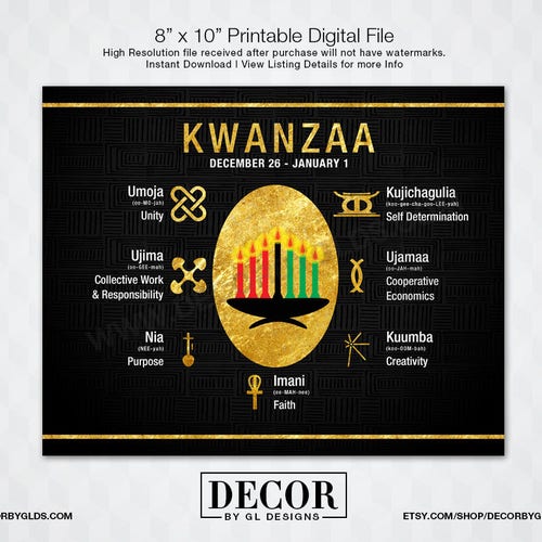 Kwanzaa Sign / Kwanzaa Decorations. Printable Black & Gold - Etsy